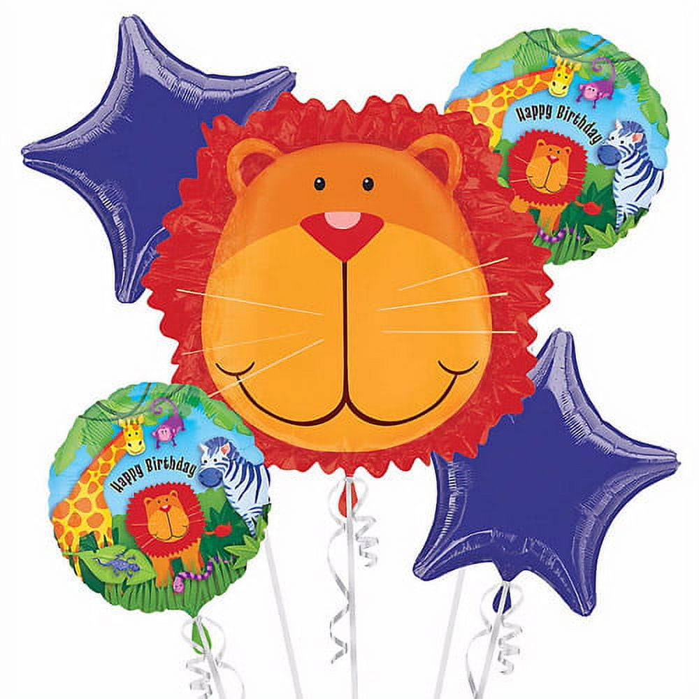 Jungle Animals Birthday Anagram Balloon Bouquet Kit (5 piece) - Party Supplies Decorations ...
