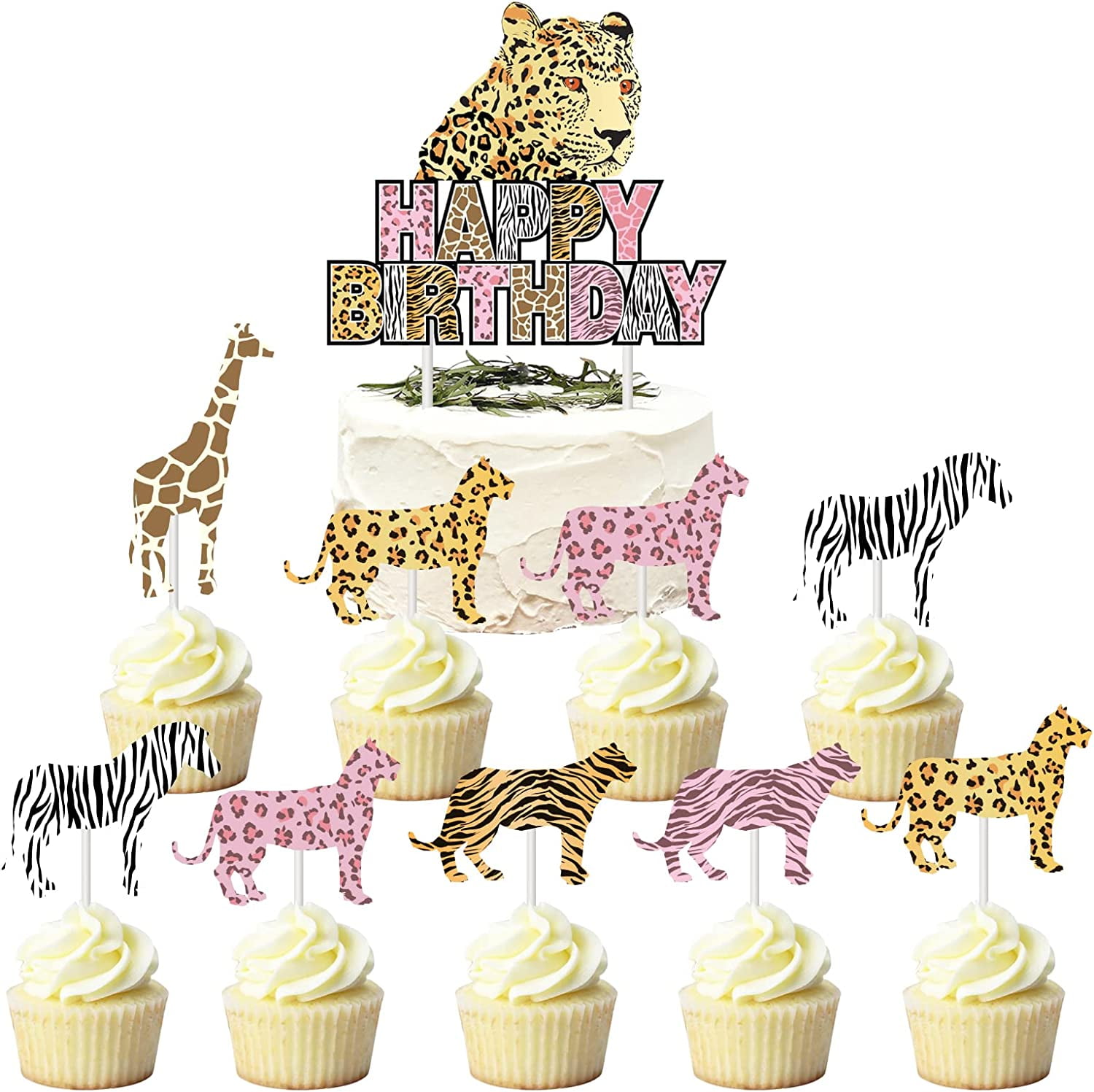 Jungle Animals Cheetah Birthday Decoration Cake Topper, by Jollyboom ...