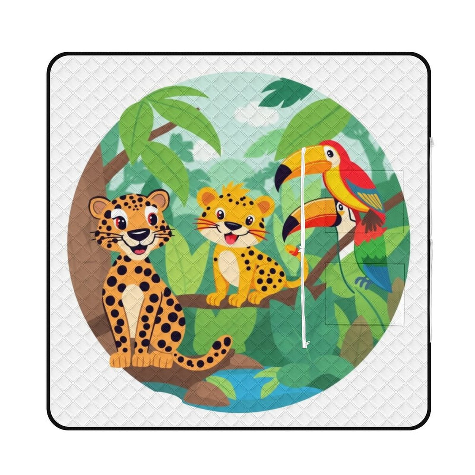 Jungle Animals Cartoon Waterproof Beach Mat Camping Picnic Blanket ...