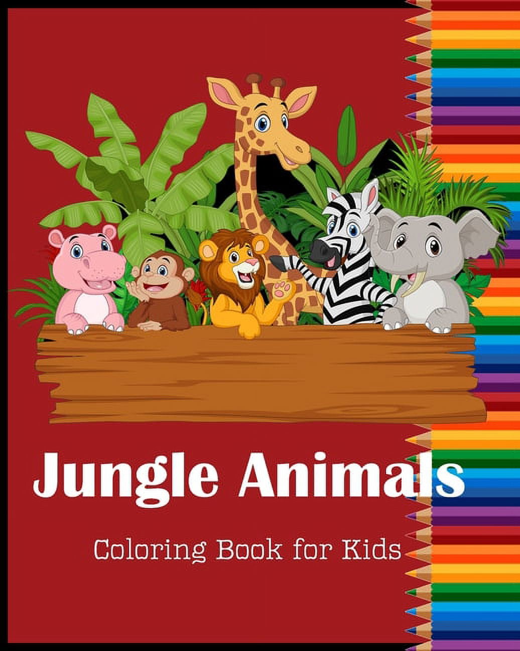 Jungle Animals Coloring Book for Kids : Funny Animal Jungle Designs for ...