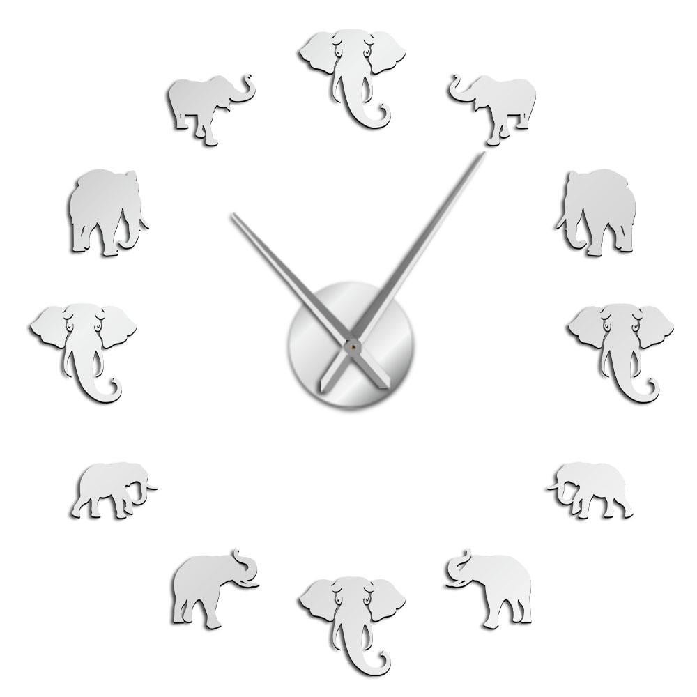 Jungle Animals Elephant Frameless Wall Clock Stickers, DIY Modern ...