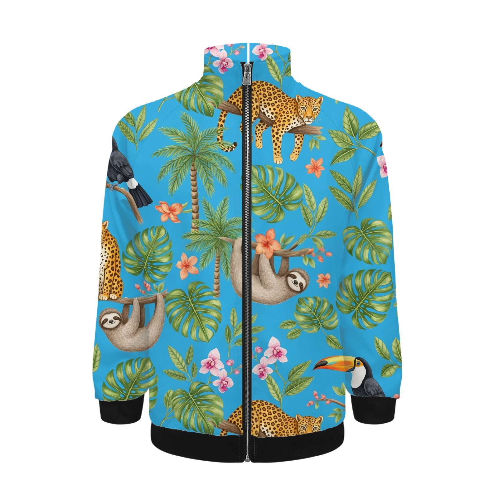 Jungle Animals Floral Print Jacket Men's Street Cool Long Sleeves Coat ...