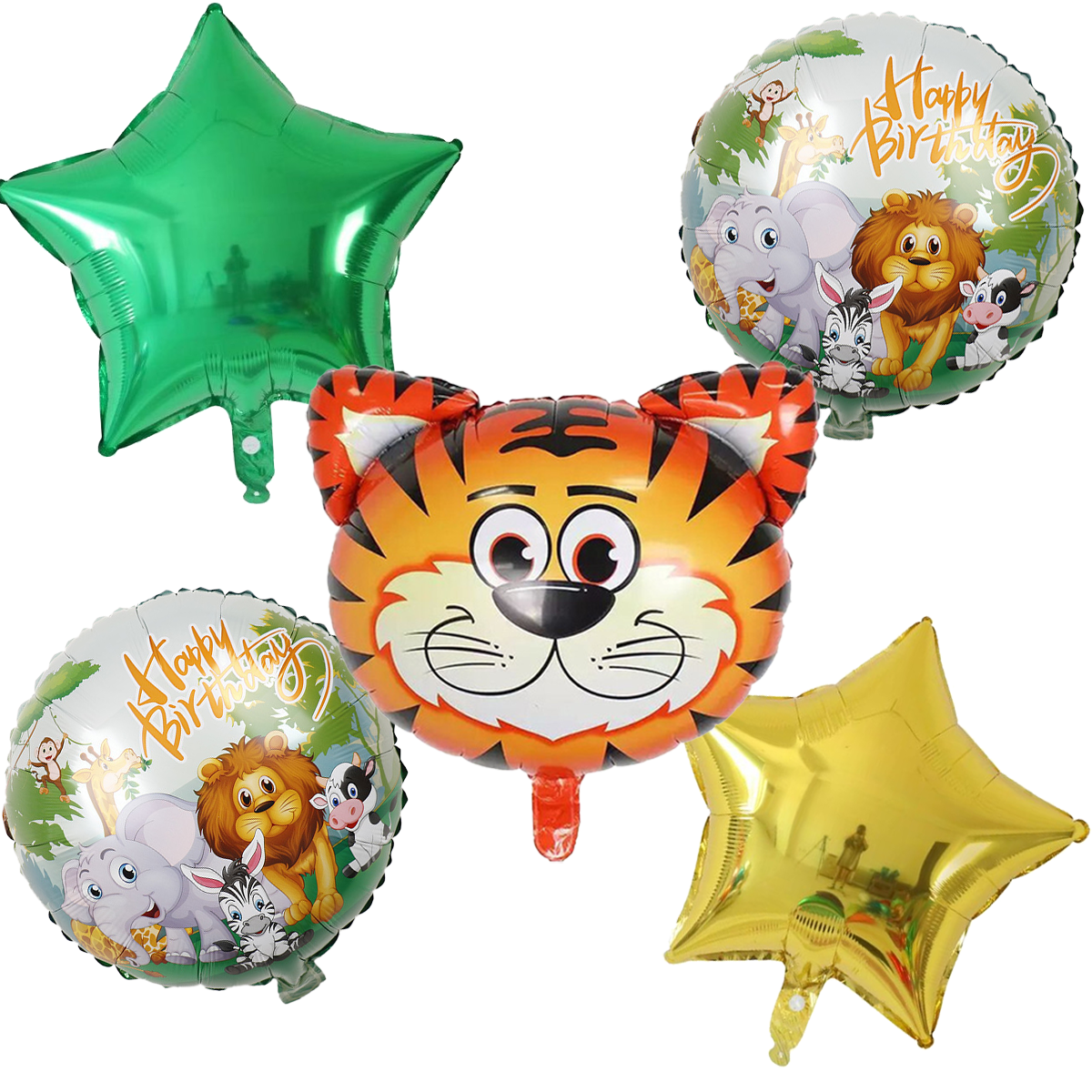 Jungle Animals Foil Balloon Birthday Party Set Tiger Green Gold Kids ...