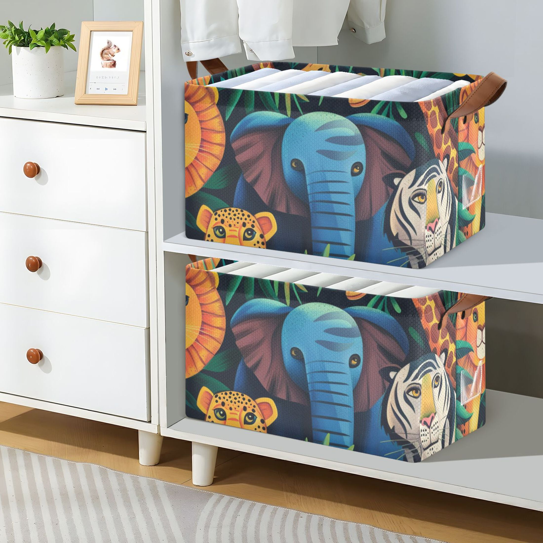 Jungle Animals Foldable Storage Large Fabric Storage Baskets Organizer ...