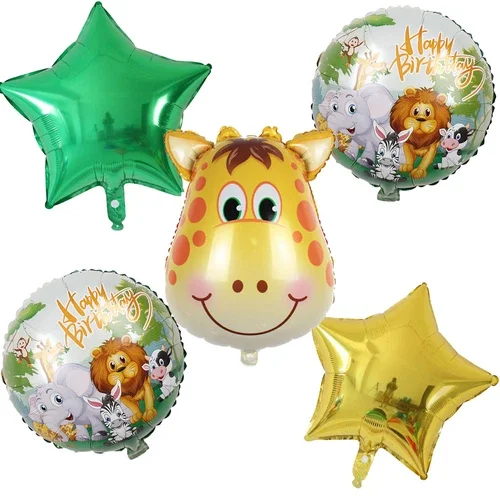 Jungle Animals Giraffe Foil Balloon Birthday Party Gold Green Kids ...