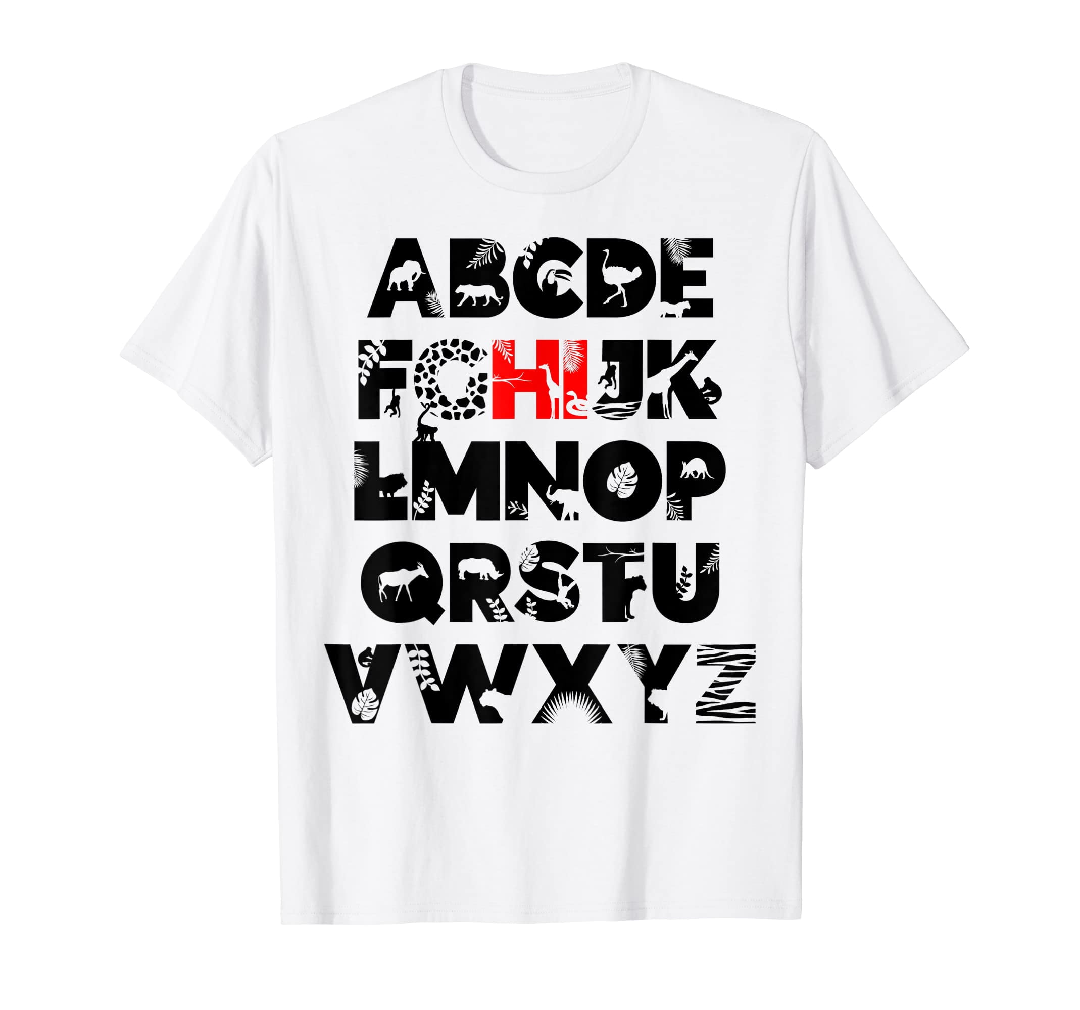 Jungle Animals HI Alphabet Back To School Pre K Kindergarten T-Shirt ...