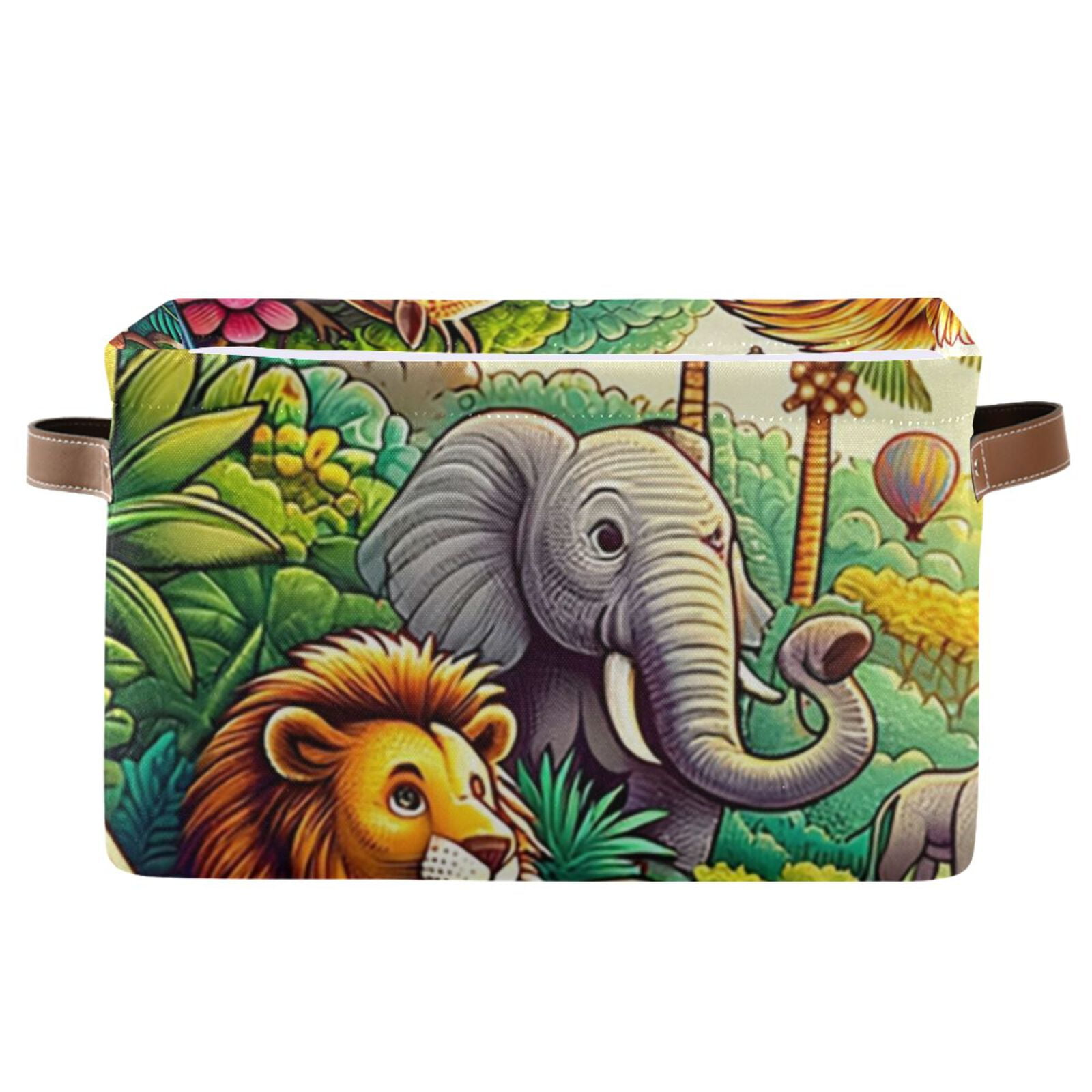Jungle Animals Hot Air Balloon Storage Bins Baskets With Handles ...