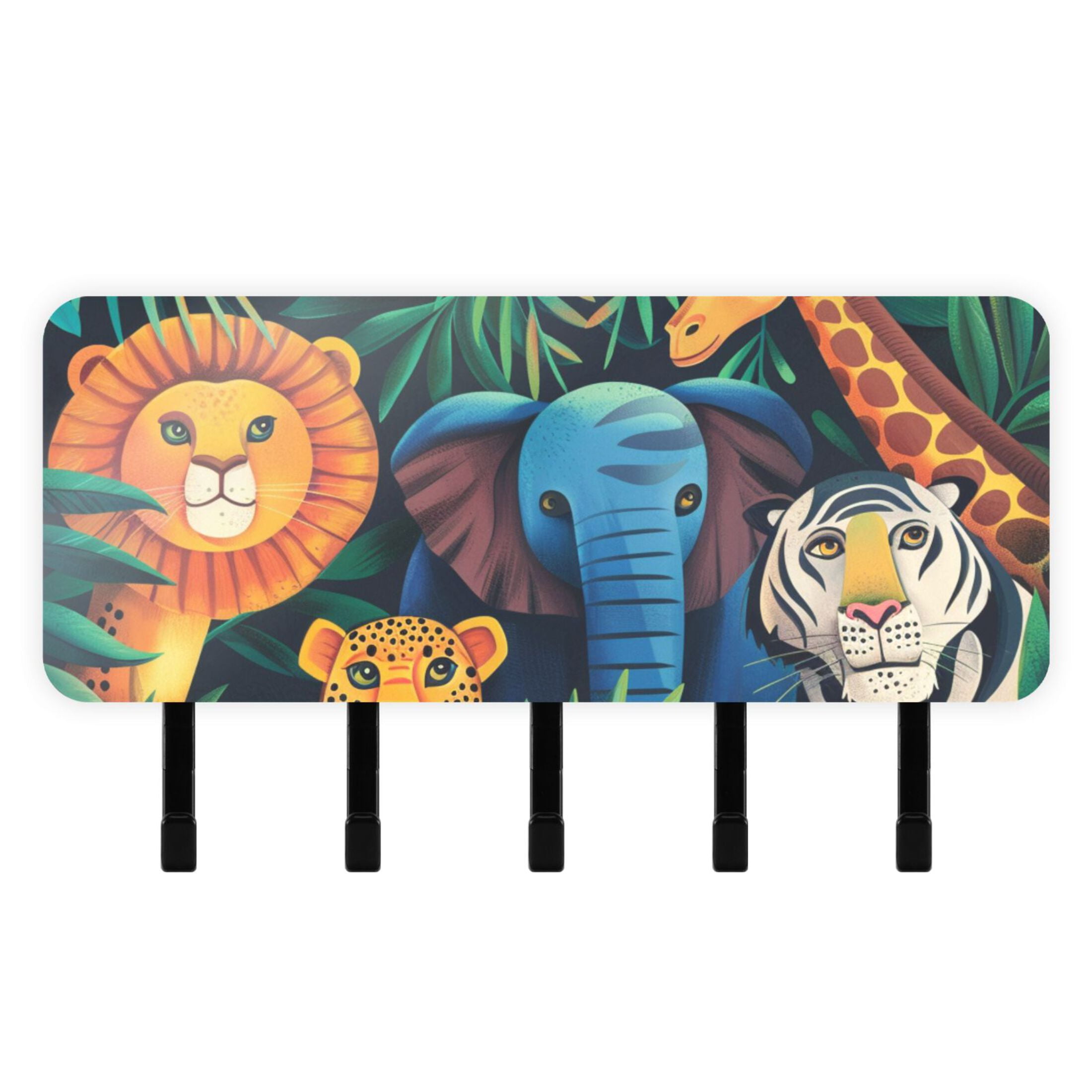 Jungle Animals Key Holder for Wall Mail Holder Organizer with 5 Key ...