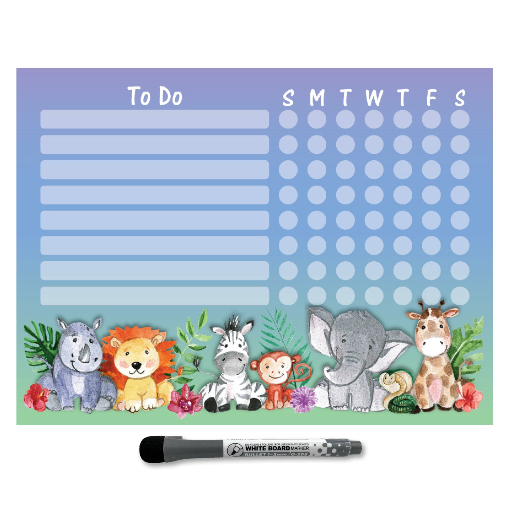 Jungle Animals Kids Task Chart Sticker Doodles - Walmart.com