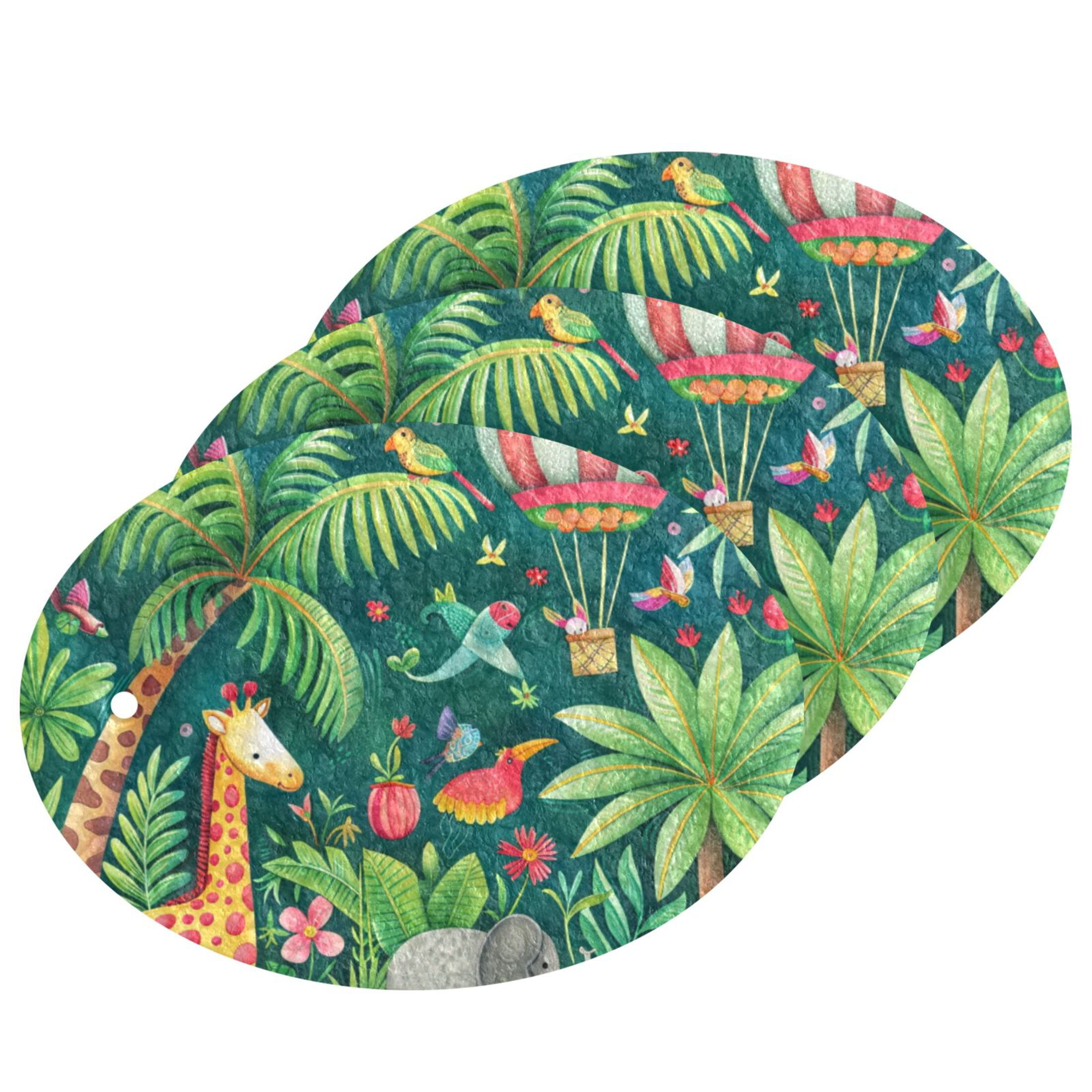 Jungle Animals Leaves Hot Air Balloon 3 Pack Dish Sponges Bulk Natural ...