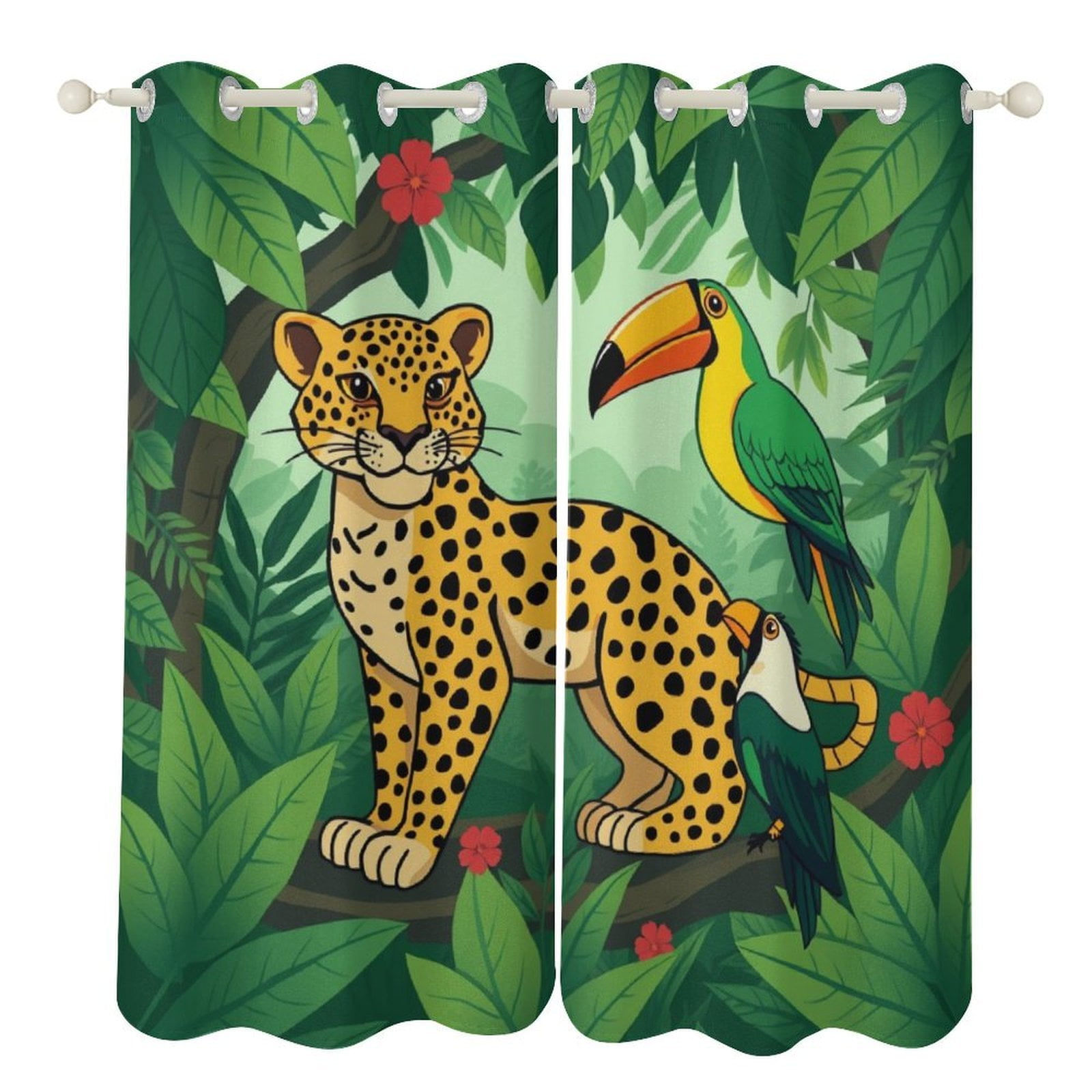Jungle Animals Paradise Blackout Window Curtains for Bedroom Living ...