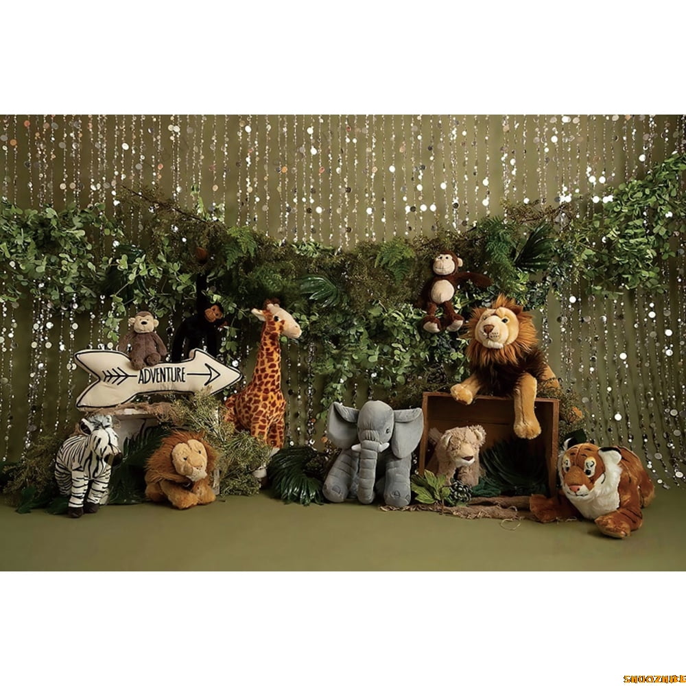 Jungle Animals Safari Party Backdrop Wild One Newborn Baby 1st Birthday ...