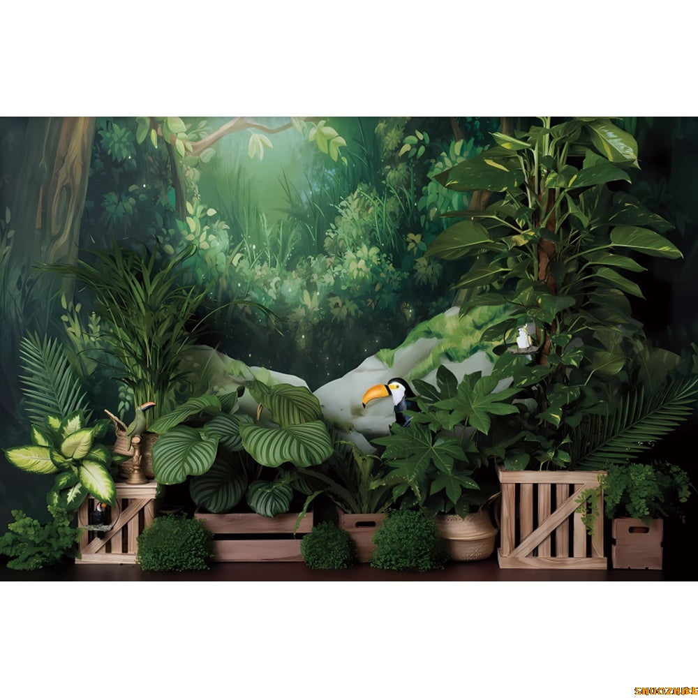 Jungle Animals Safari Party Backdrop Wild One Newborn Baby 1st Birthday ...