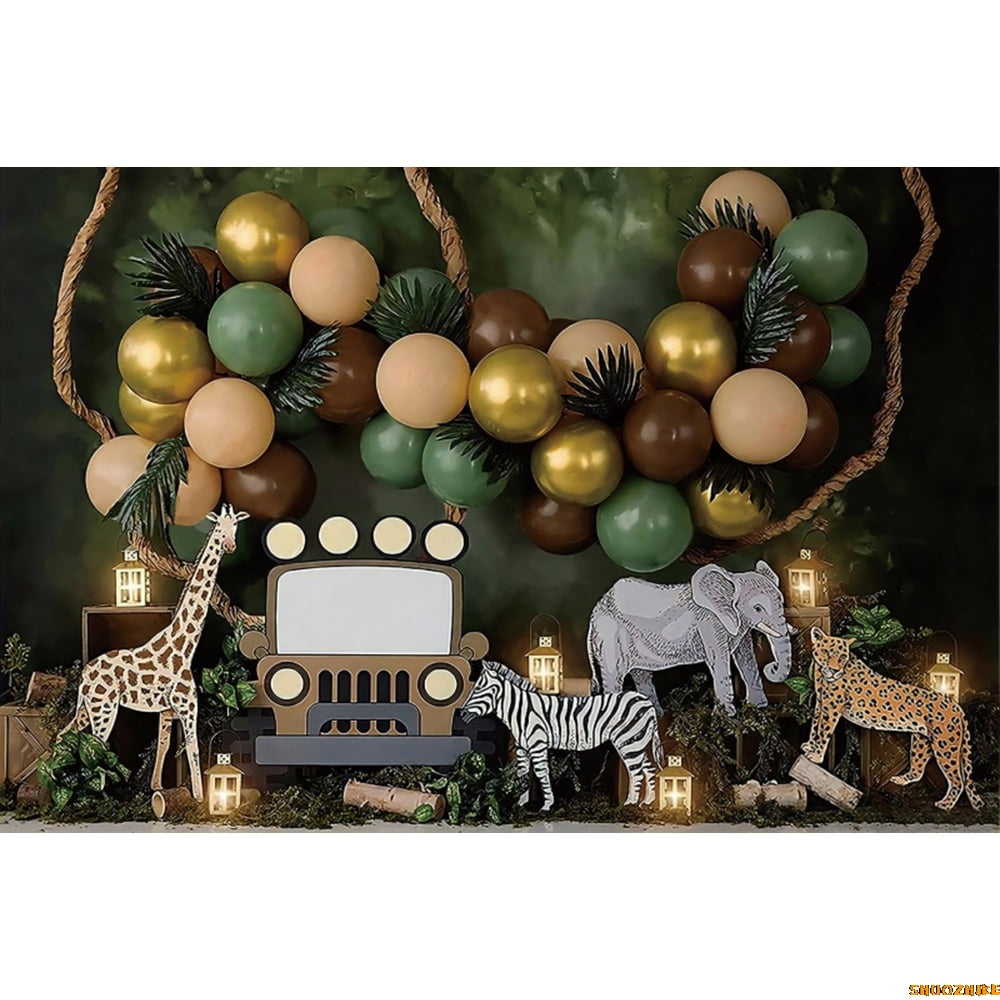 Jungle Animals Safari Party Backdrop Wild One Newborn Baby 1st Birthday ...