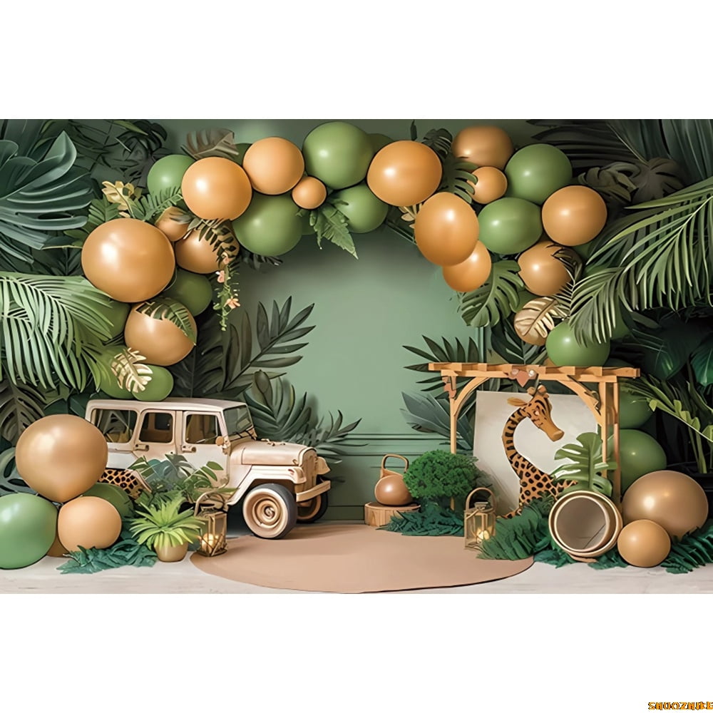 Jungle Animals Safari Party Backdrop Wild One Newborn Baby 1st Birthday ...