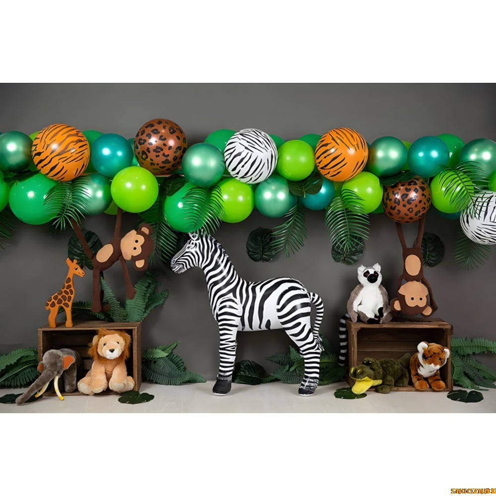 Jungle Animals Safari Party Backdrop Wild One Newborn Baby 1st Birthday ...