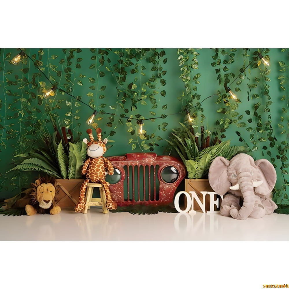 Jungle Animals Safari Party Backdrop Wild One Newborn Baby 1st Birthday ...