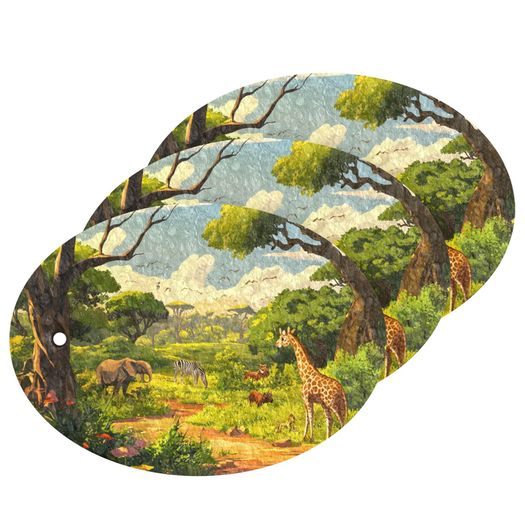 Jungle Animals Savanna 3 Dish Sponges Bulk Delicate Clean Non Scratch ...