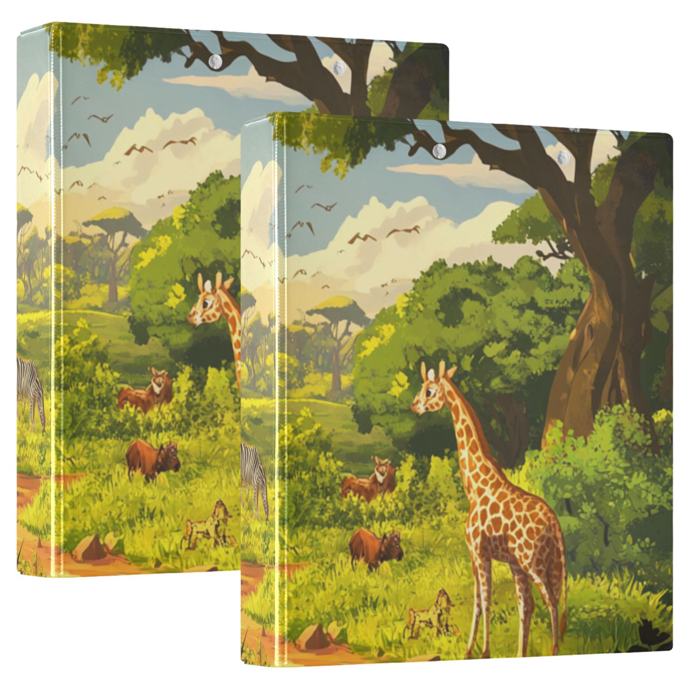 Jungle Animals Savanna 3 Ring Binders 1.5 inch Hardcover File Folders ...