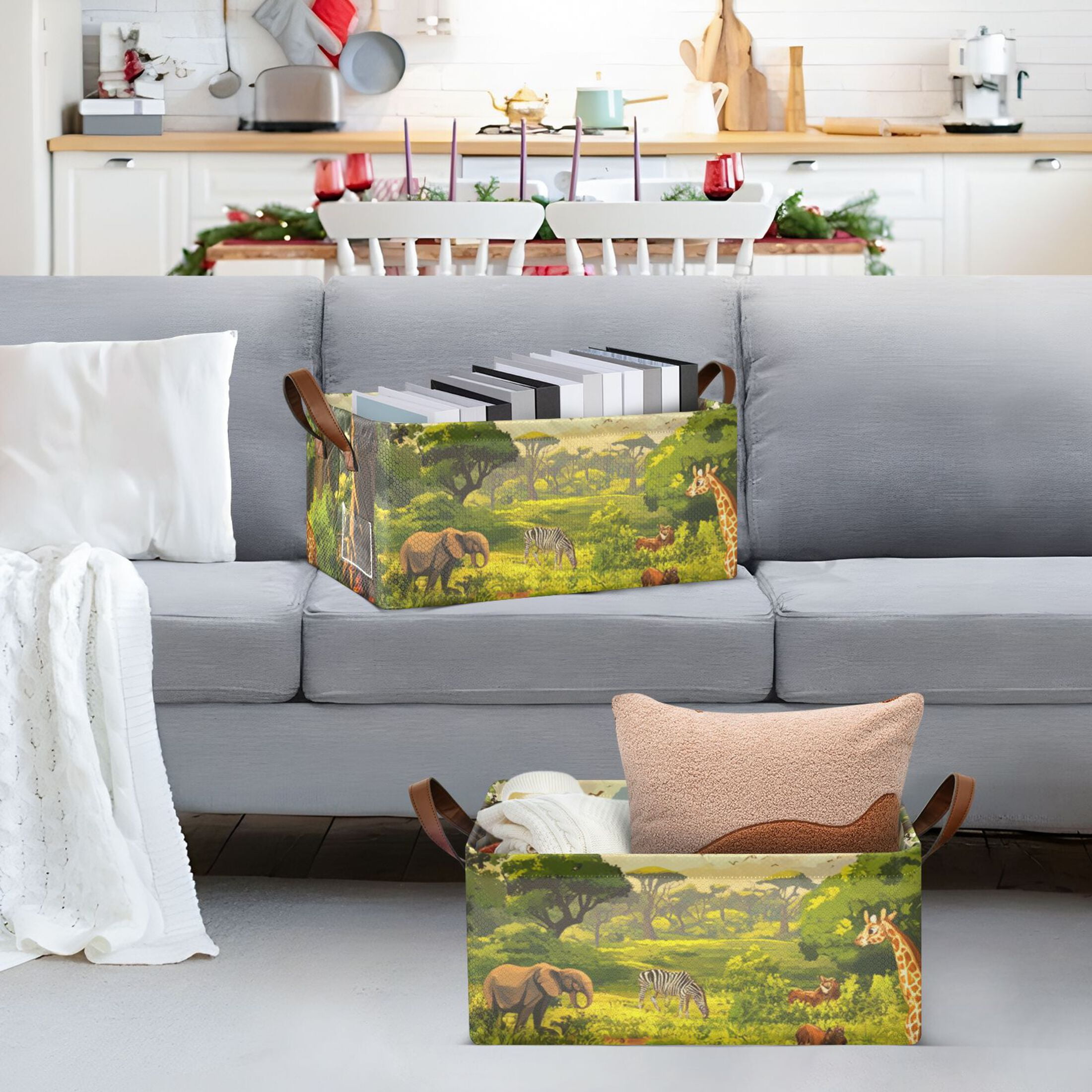 Jungle Animals Savanna Storage Bins with Handles Foldable Storage ...