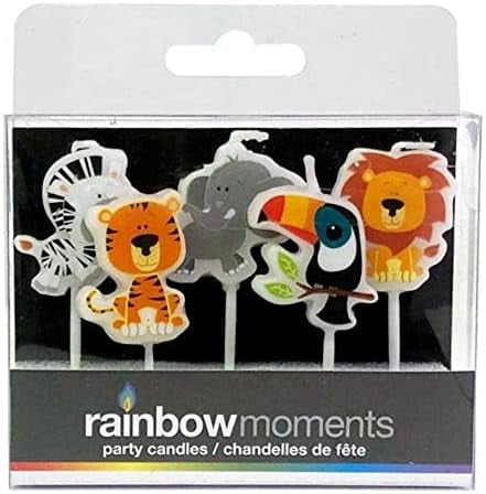 Jungle Animals Shape Candles - Red, Purple, Orange, Green - Pack of 5 ...