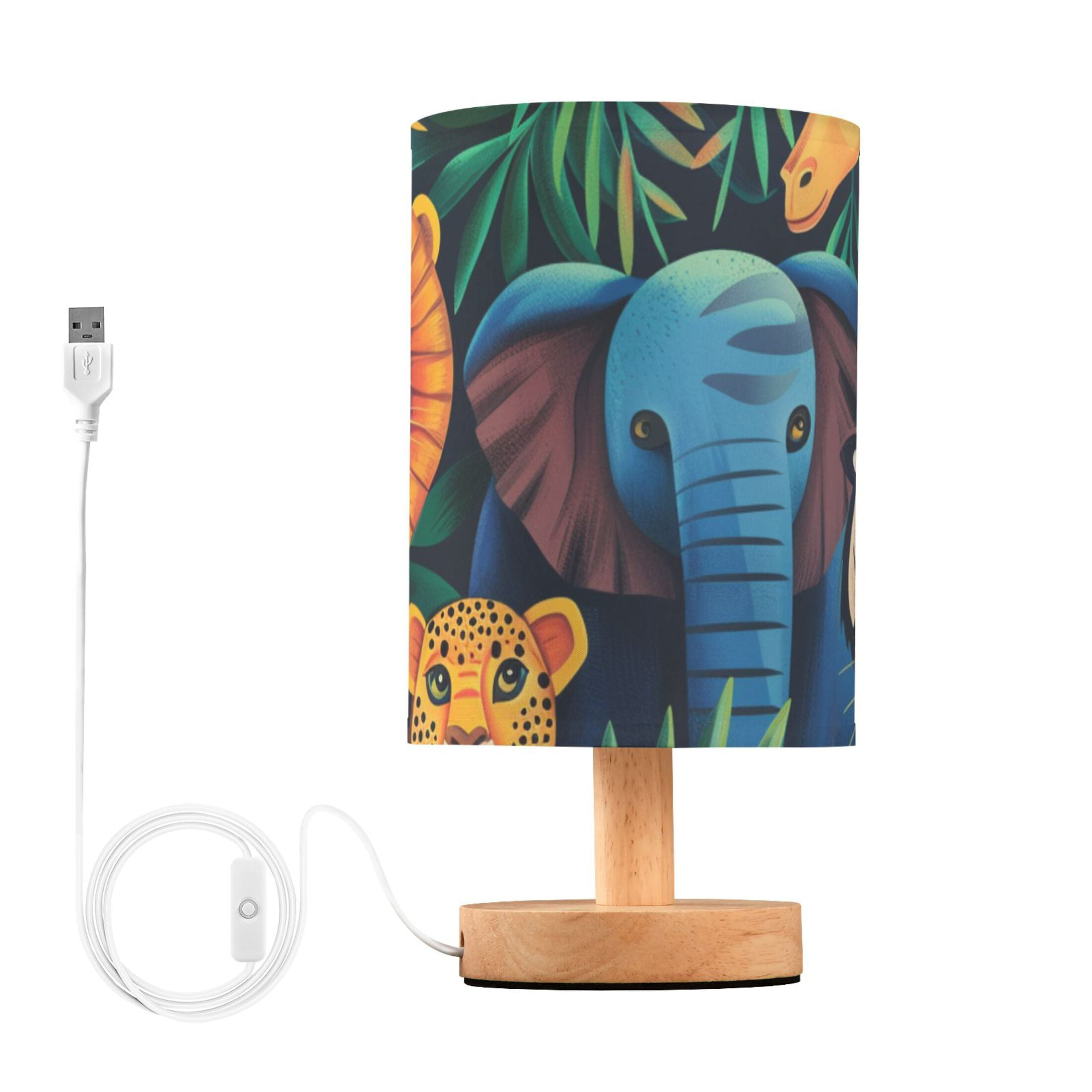Jungle Animals Table Lamp for Desk Nightstand Lamp with USB Modern ...