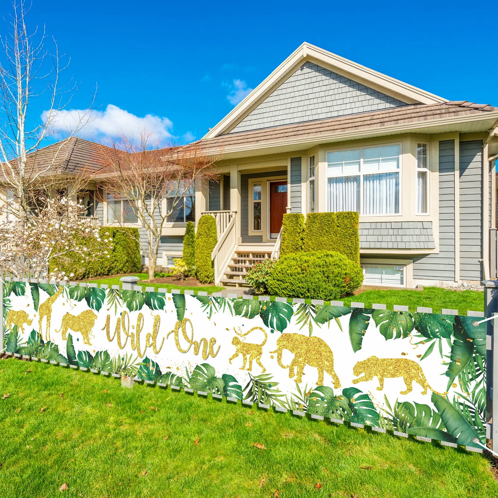 Jungle Animals Theme Safari Happy Birthday Banner Party Outdoor ...