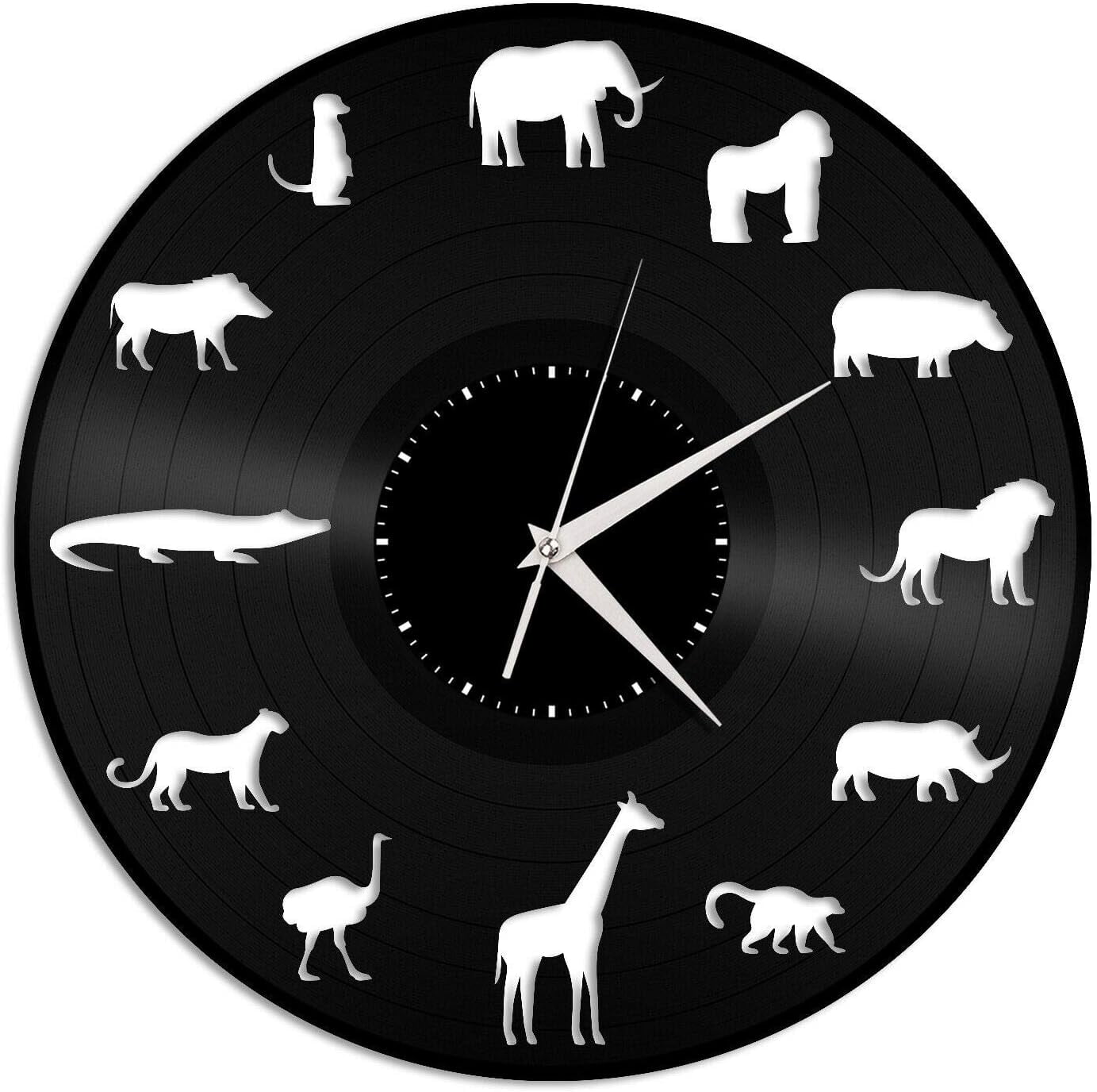 Jungle Animals Vinyl Wall Clock,Vinyl Record Clock Wall Art Handmade ...