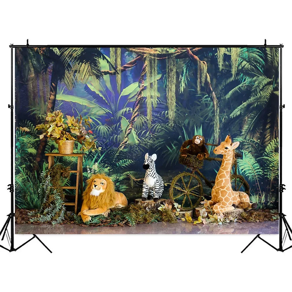 Jungle Animals Wild One Cake Smash Photography Backdrop Safari Children ...