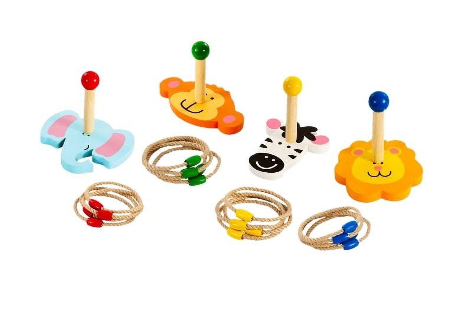 Jungle Animals Wooden Indoor/Outdoor Ring Toss Game, 20 Piece Set by ...