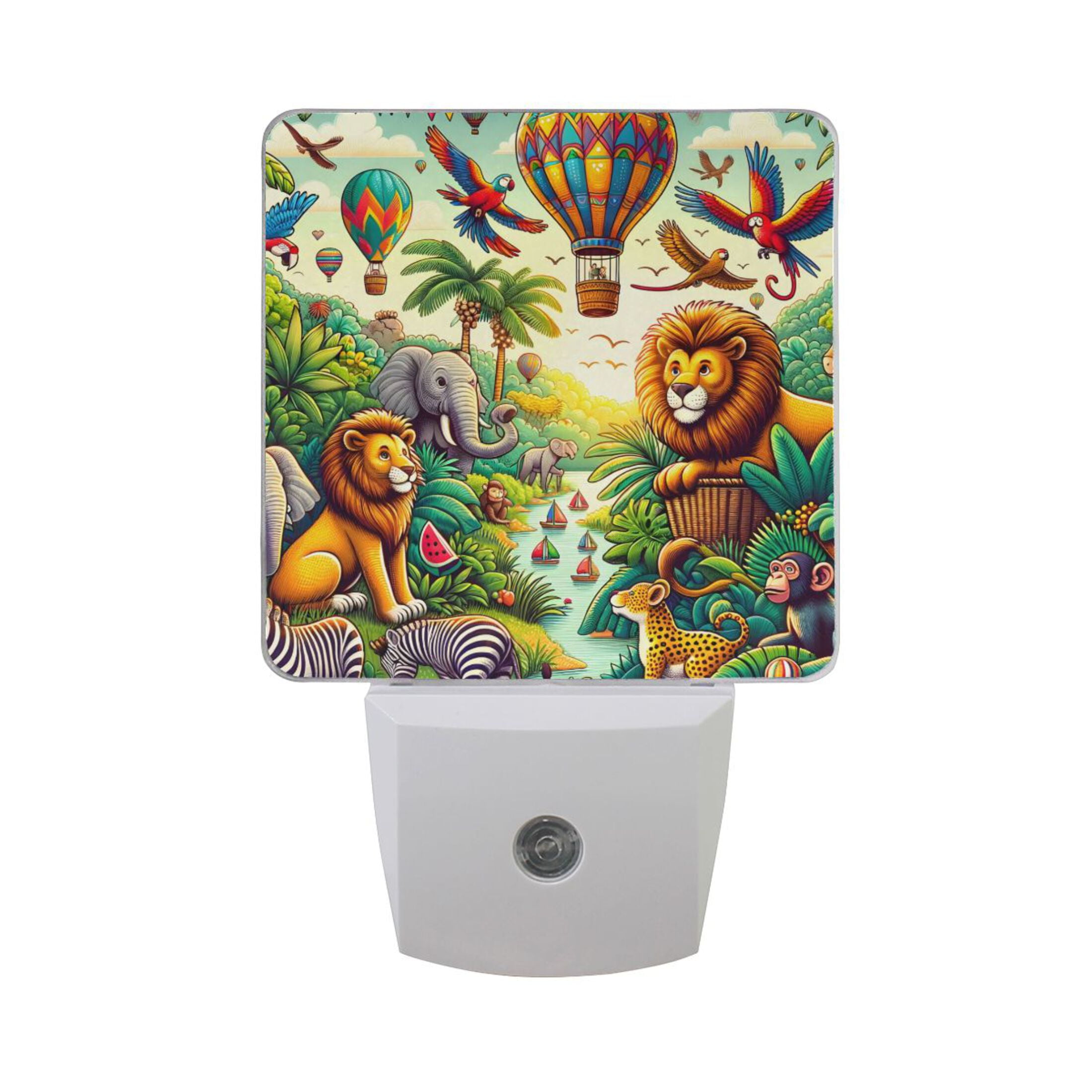 Jungle Animals and Hot Air Balloon Night Light 2 Pack LED Nightlight Plug into Wall Dusk to Dawn ...