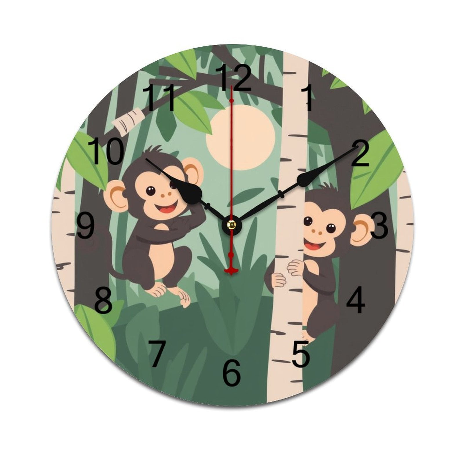 Jungle Baby Monkeys Playing Clocks Wall Home Decoration Teen Room ...