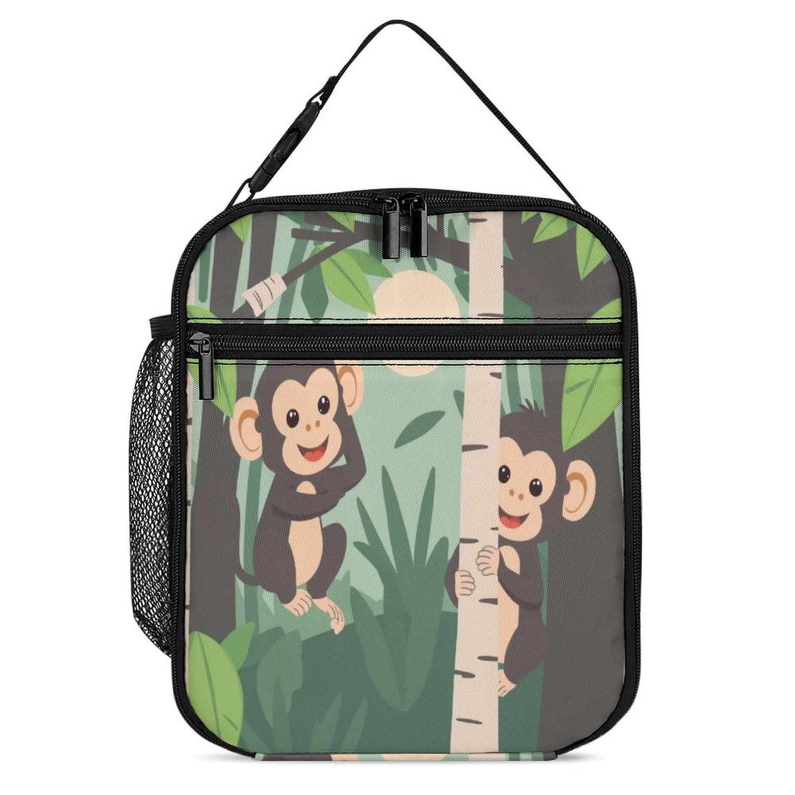 Jungle Baby Monkeys Playing Lunch Bag Warm Insulated Lunch Box School ...