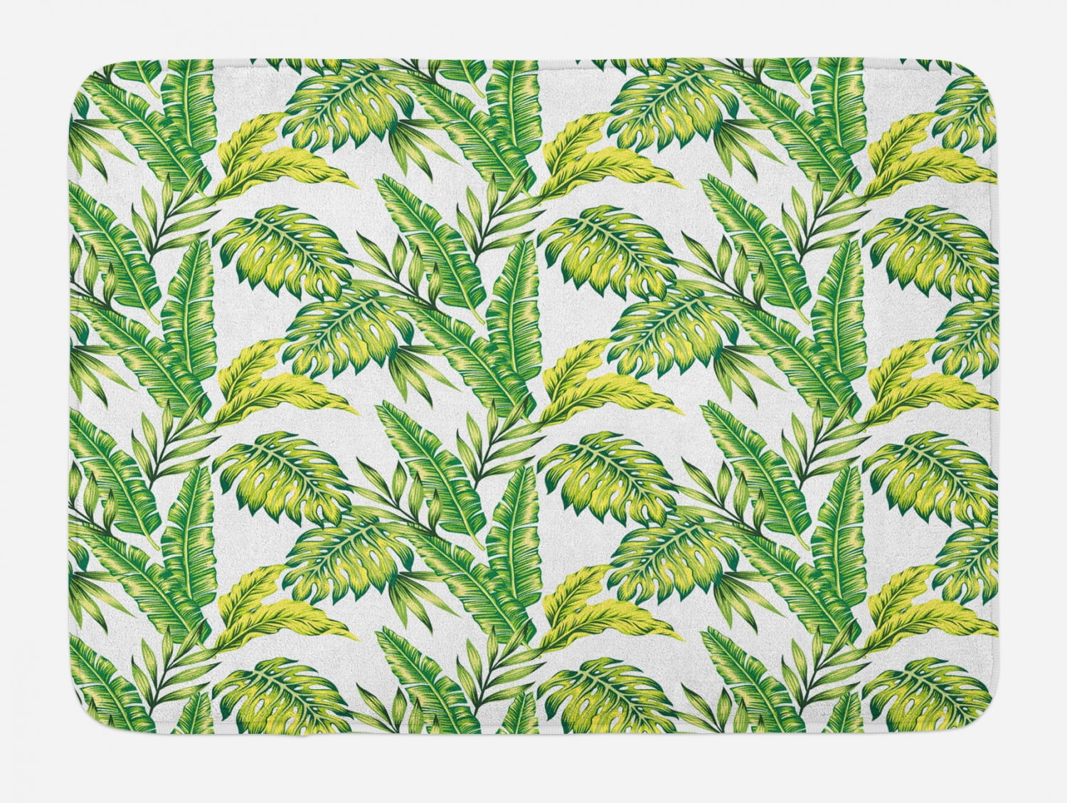 Jungle Bath Mat, Bamboo Palm Plants Jungle Colored Exotic Leaf Foliage ...