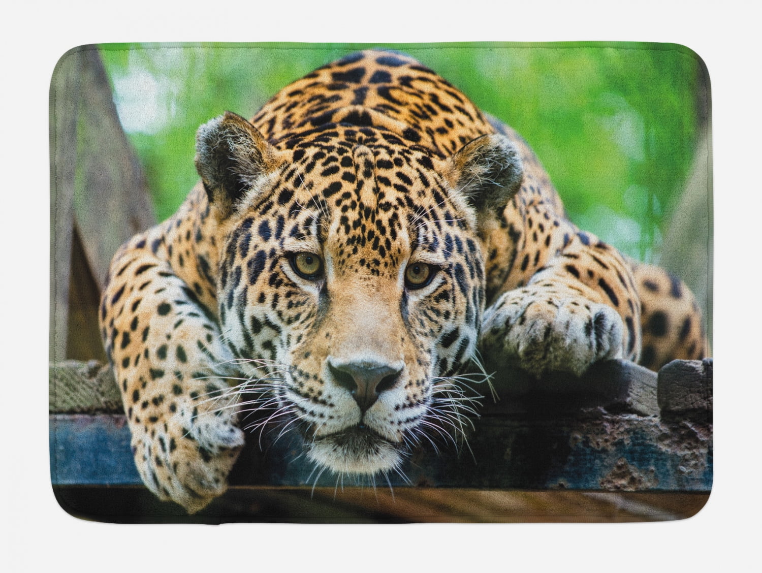 Jungle Bath Mat, South American Jaguar Wild Animal Carnivore Endangered ...
