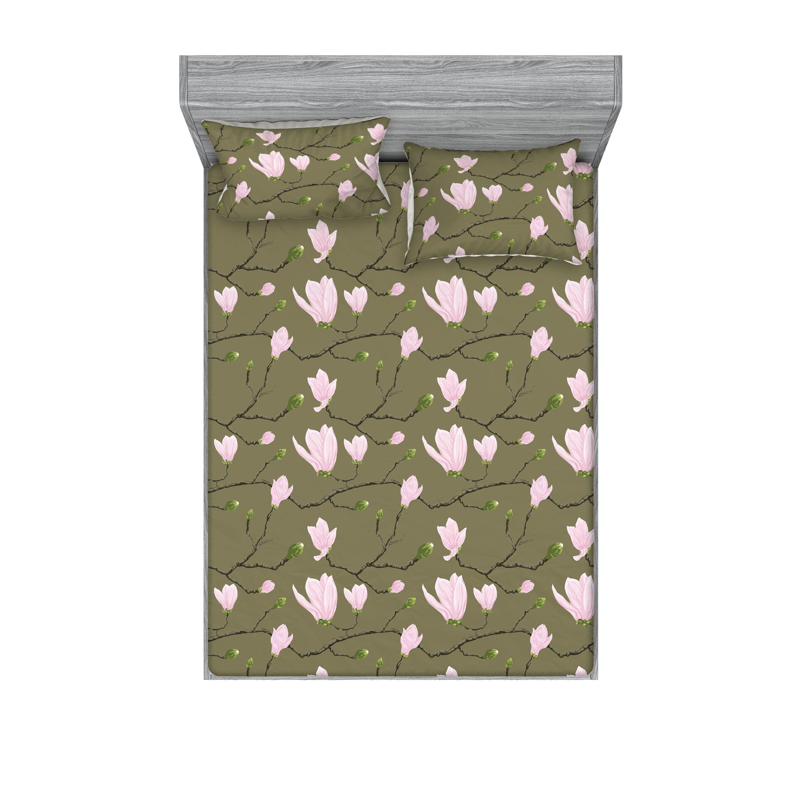 Jungle Boho Fitted Sheet & Pillow Sham Set, Pastel Colors Magnolia ...