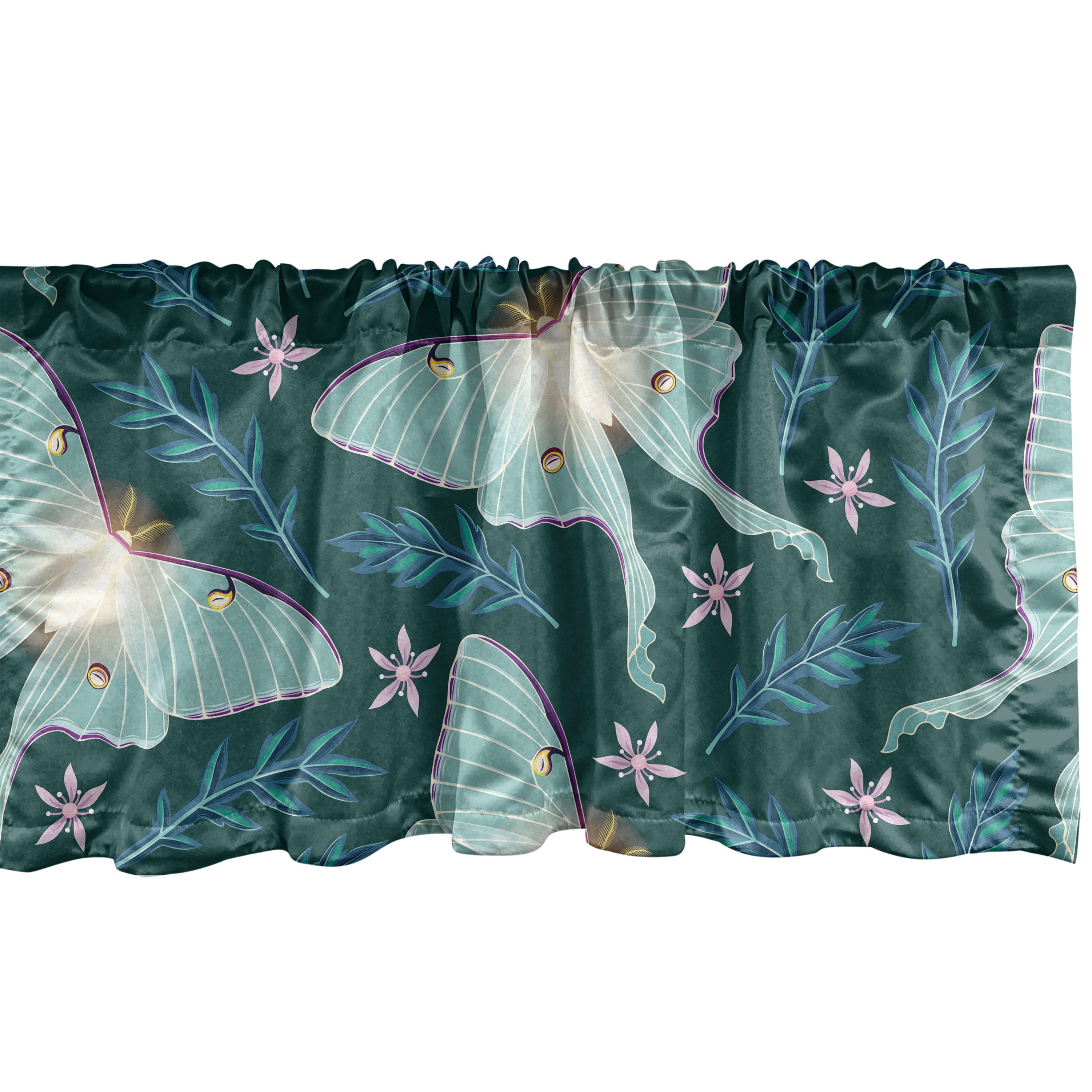 Jungle Boho Window Valance, Dream Like Butterfly Illustration With ...