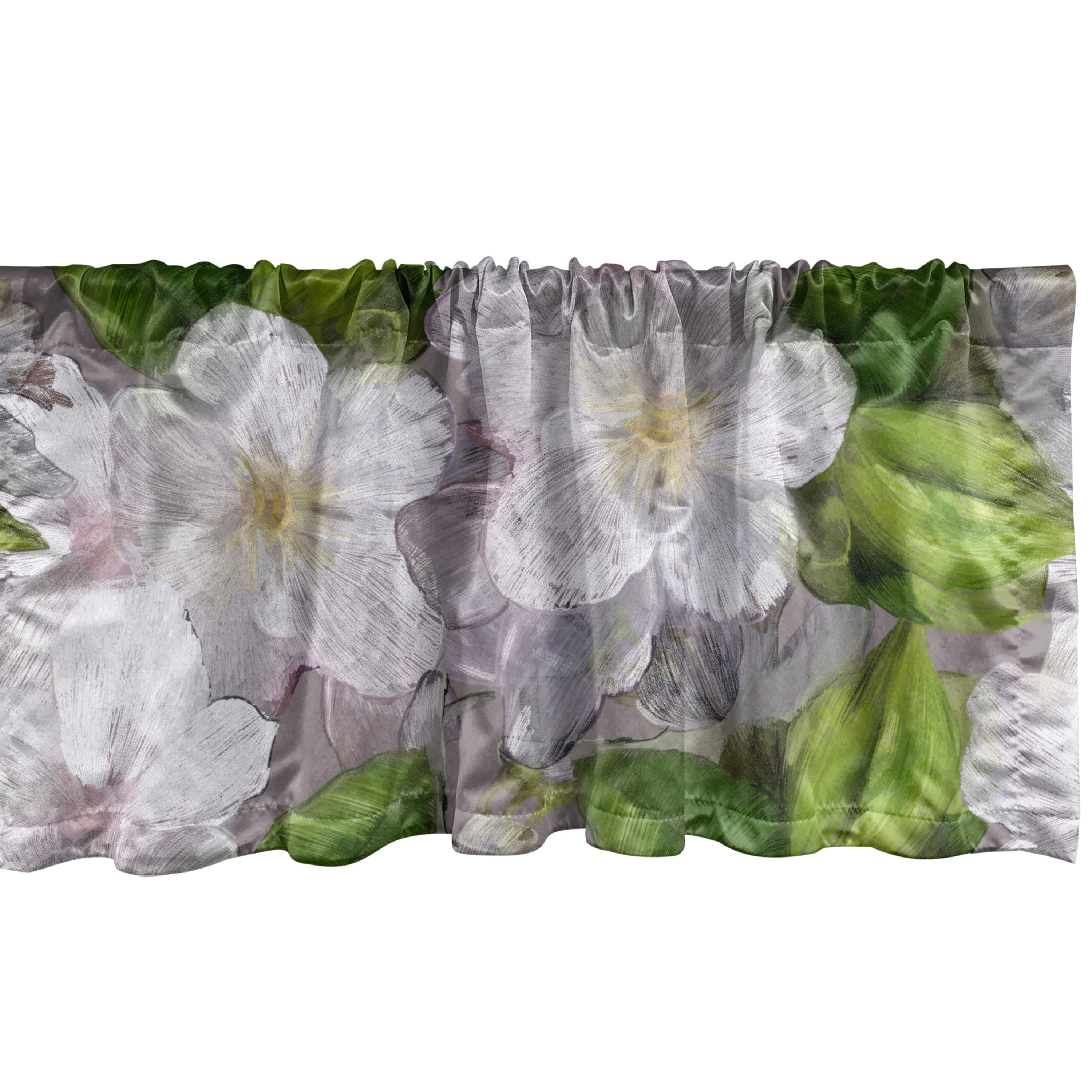 Jungle Boho Window Valance, Springtime Theme Floral Pattern With ...