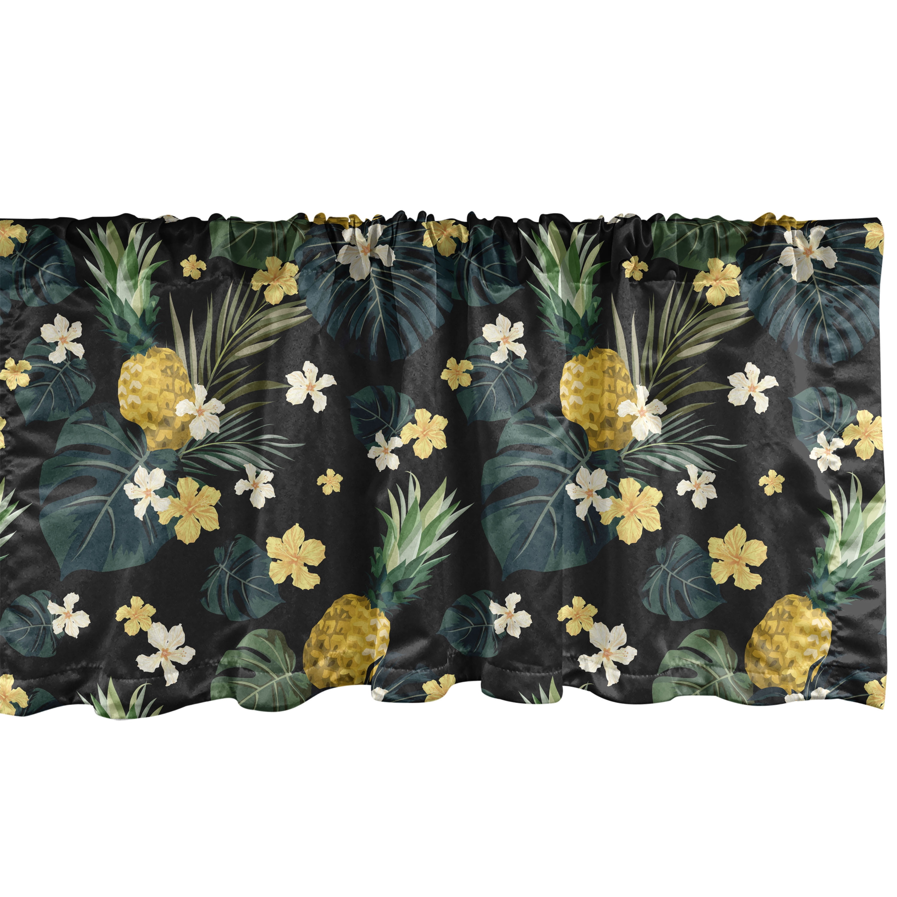 Jungle Boho Window Valance, Springtime Tropical Monstera Leaves With ...