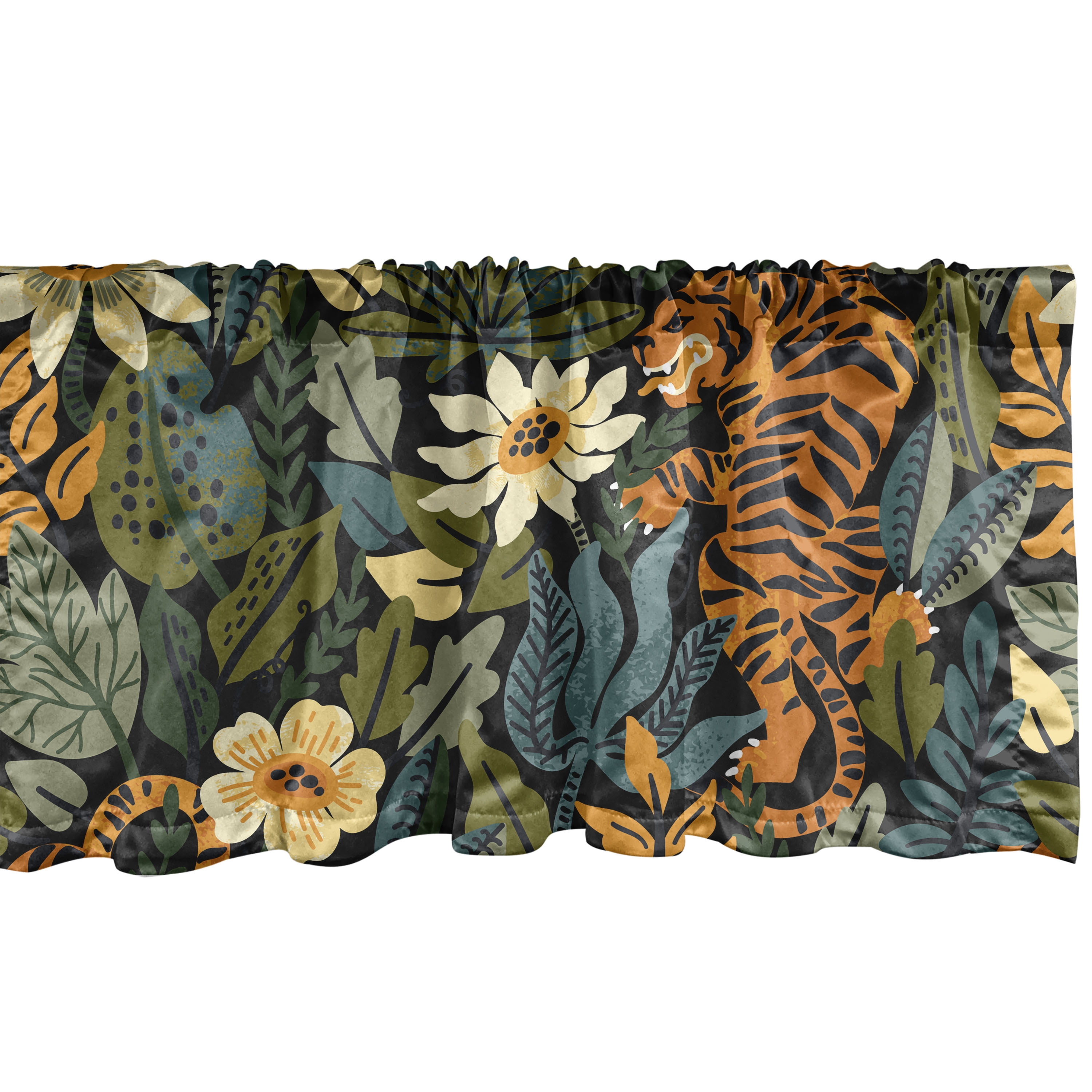 Jungle Boho Window Valance, Tropical Forest Vibe American Traditional ...
