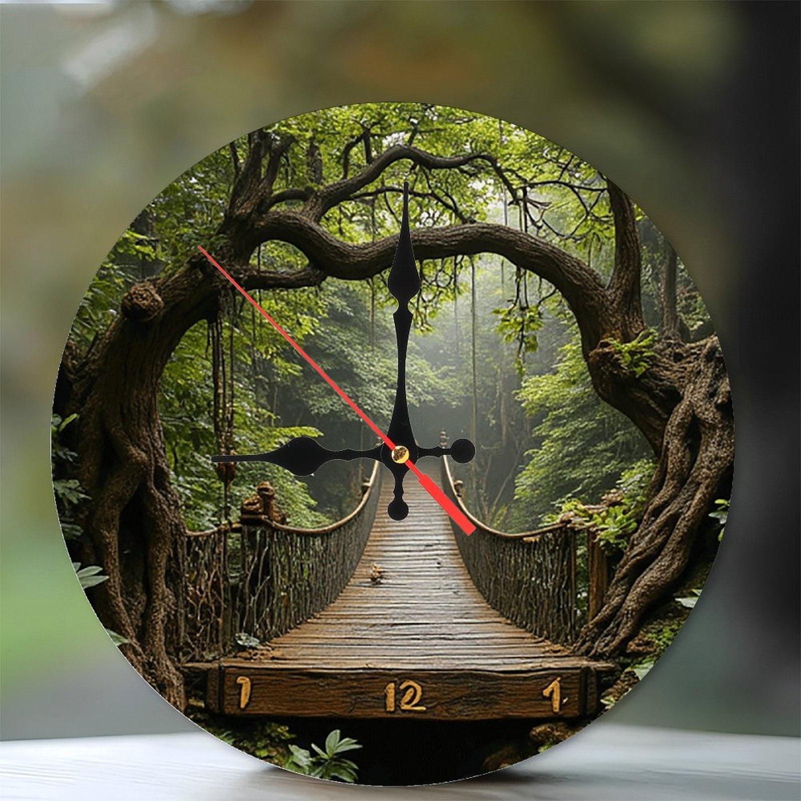 Jungle Bridge Wooden Rope Suspension Bridge Wall Art 10-Inch Silent ...