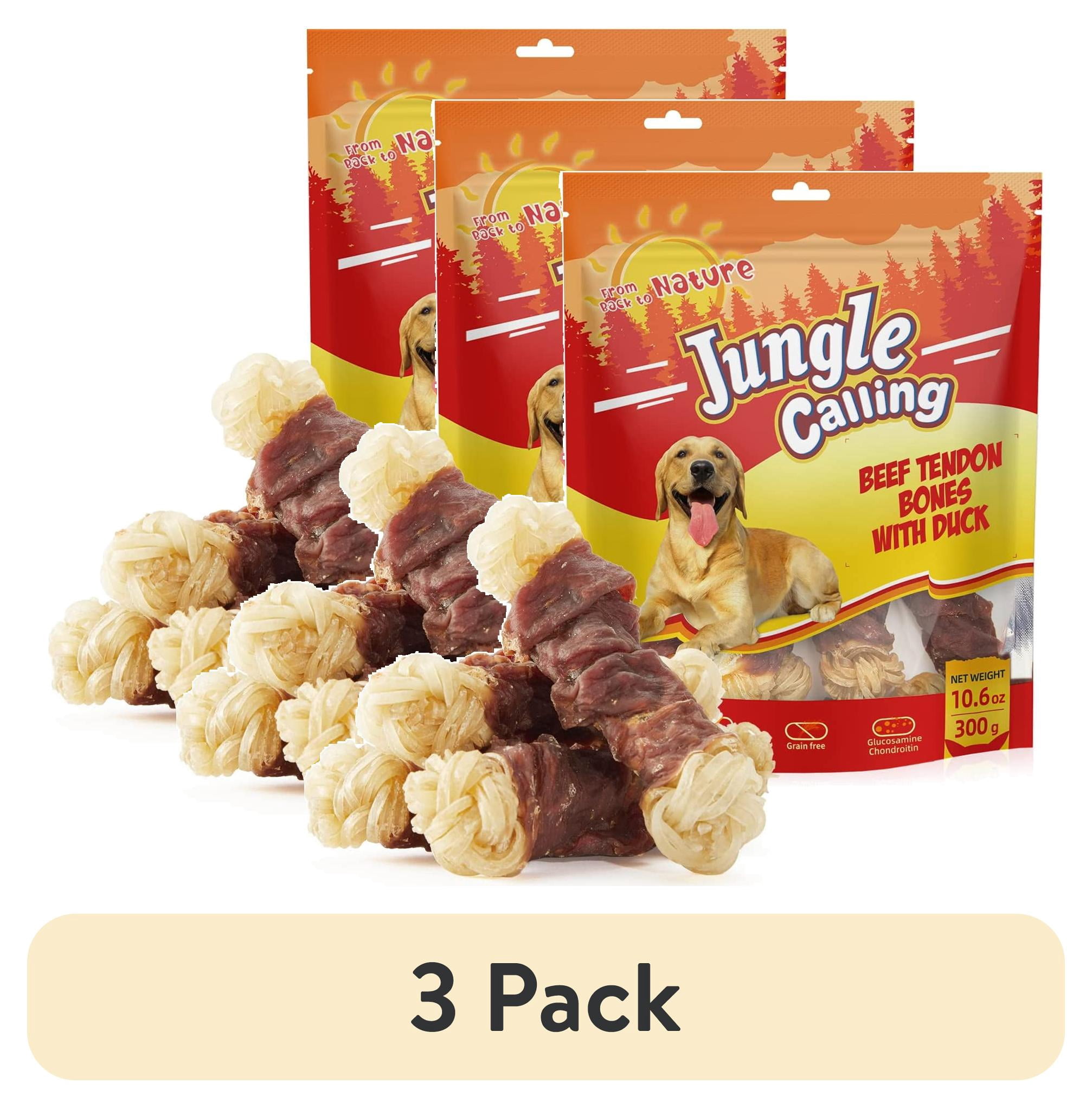 (3 pack) Jungle Calling Beef Tendons for Dogs, Duck Wrapped Tendons Dog ...