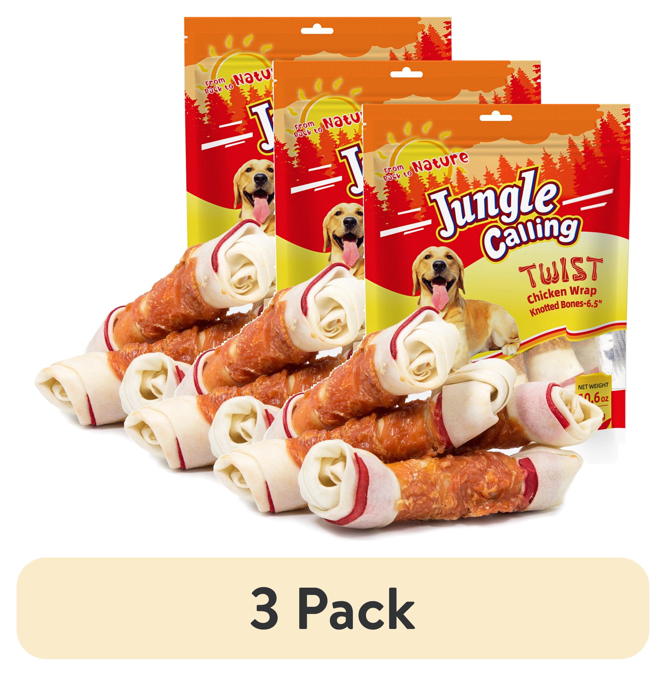 (3 pack) Jungle Calling Chicken Wrap Knotted Bones Dog Chews, Long ...