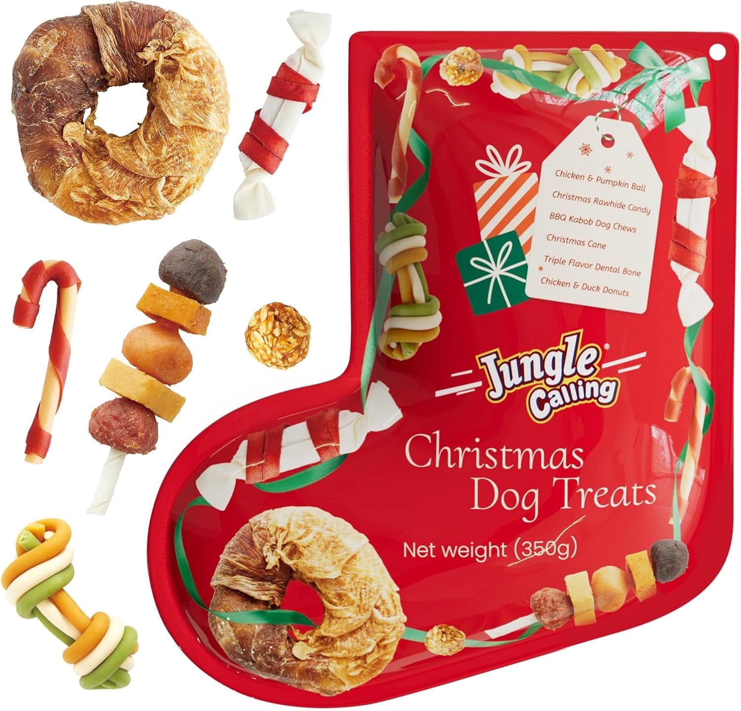 Jungle Calling Christmas Dog Treats, Holiday Chews Variety Pack 20 ...