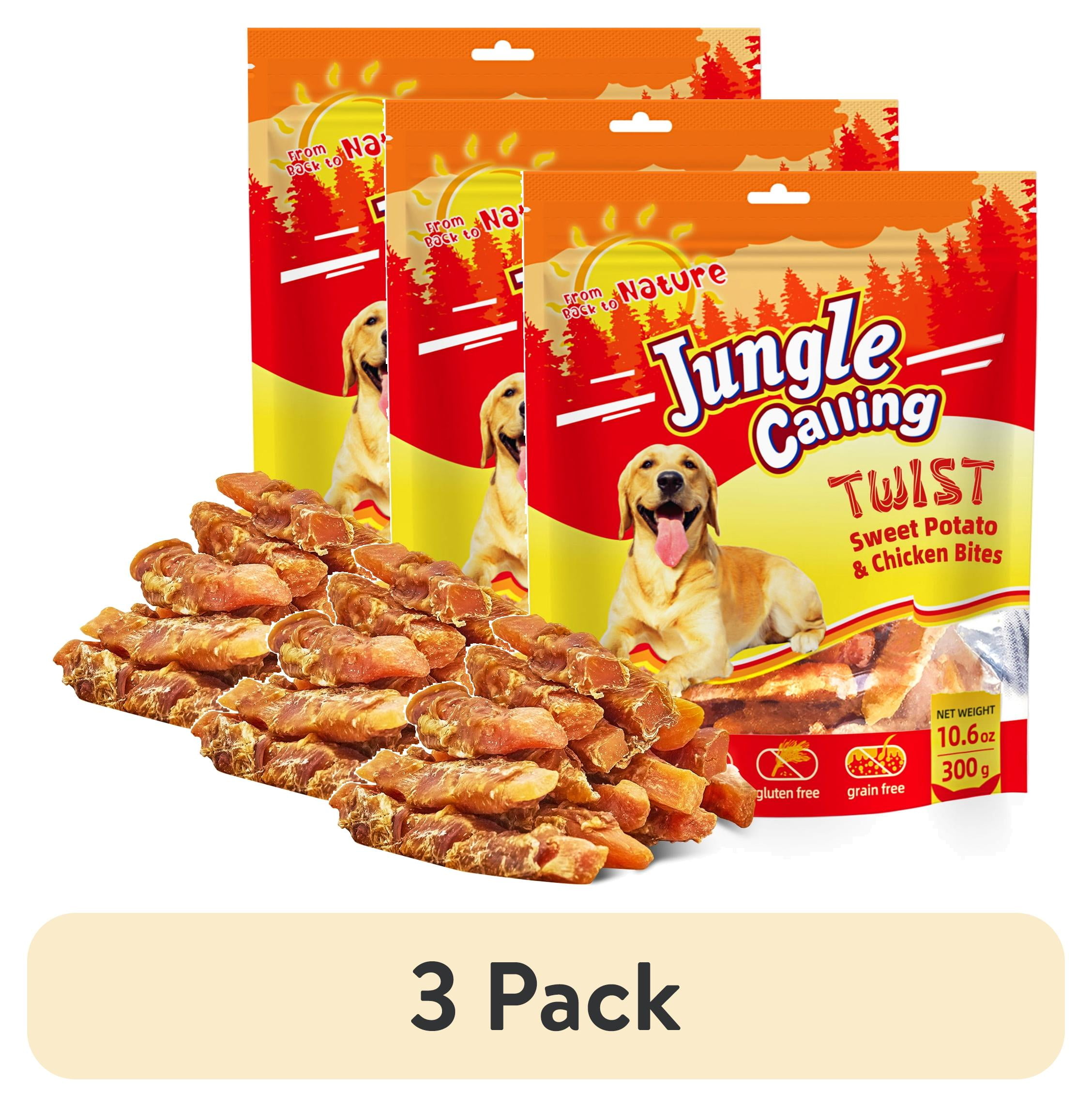 (3 pack) Jungle Calling Dog Treats, Chicken Wrapped Sweet Potato ...