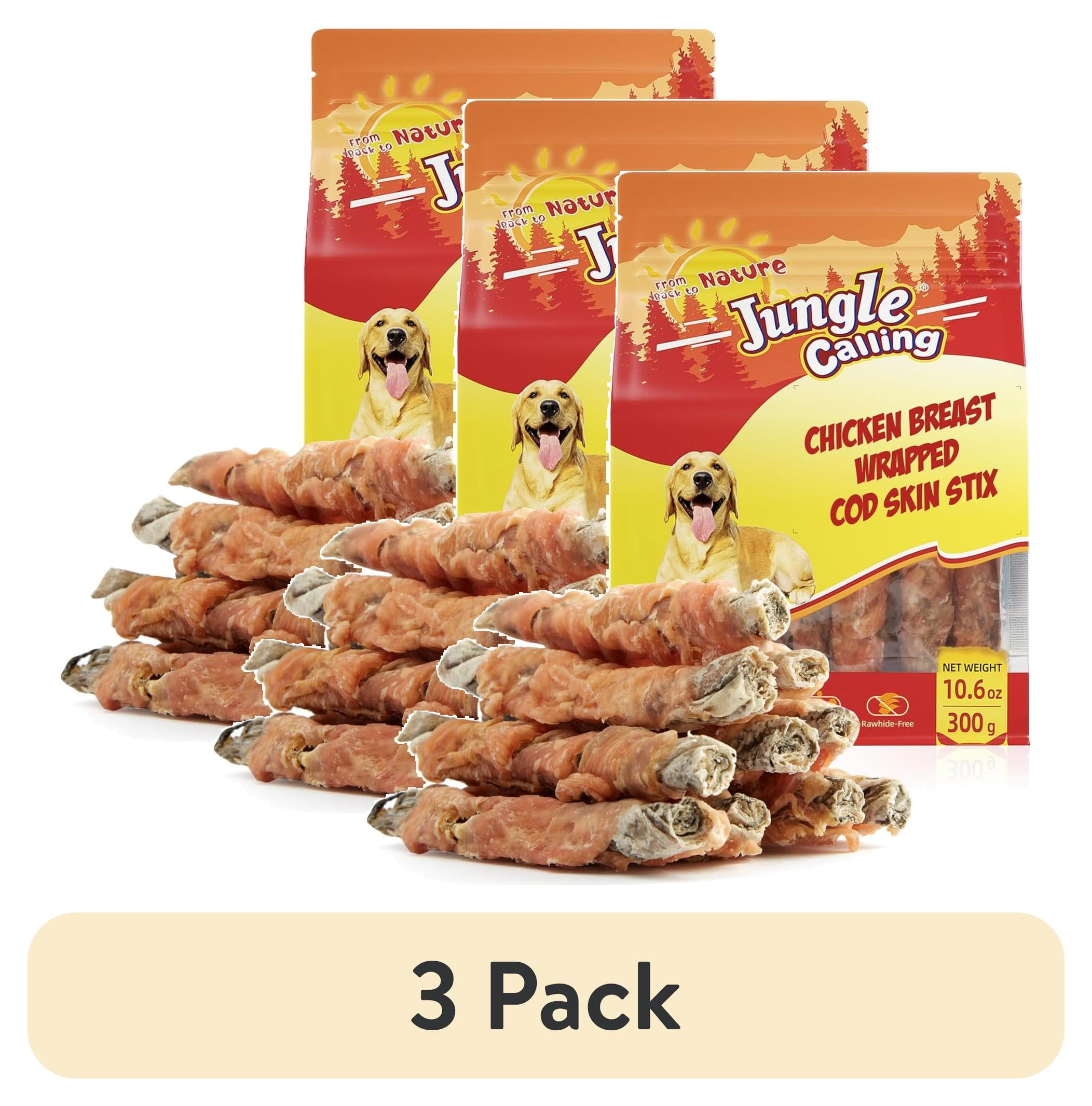 (3 pack) Jungle Calling Dog Treats, High Protein Dog Chewy Treats ...