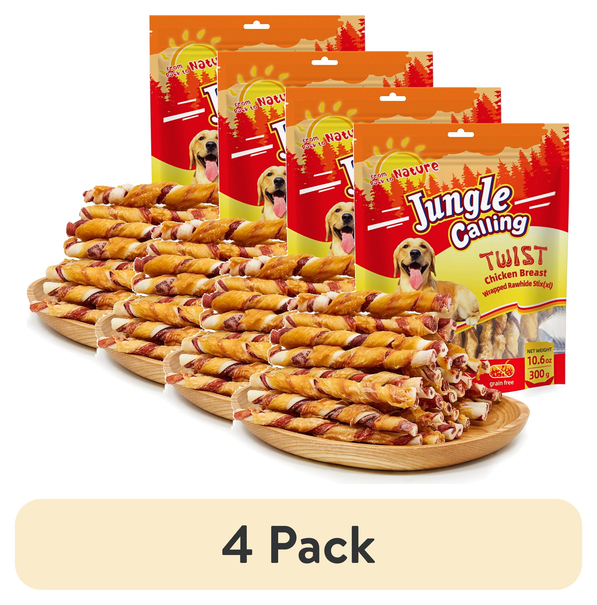 (4 pack) Jungle Calling Dog Treats, Rawhide Chicken Sticks, Chicken ...