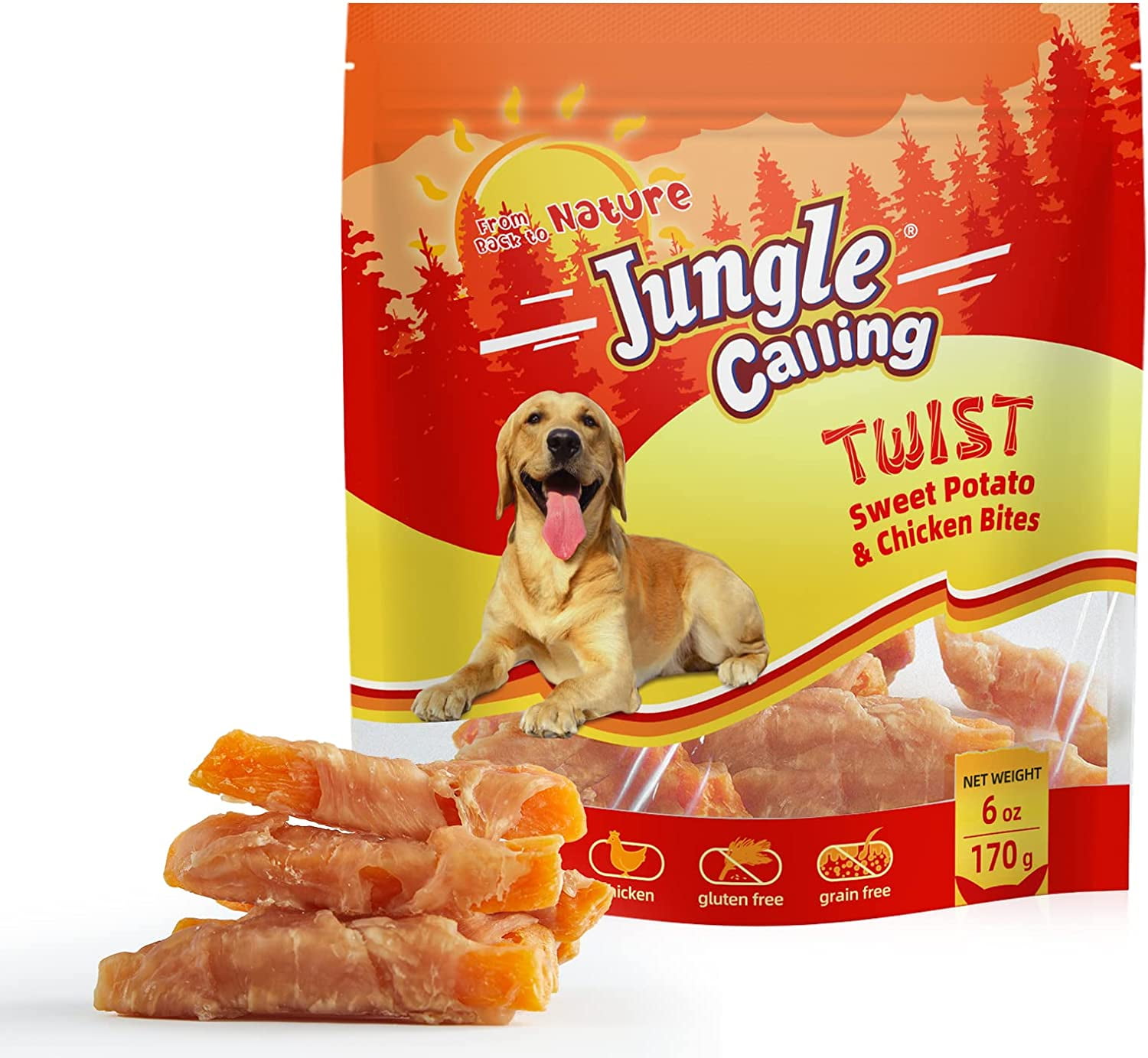 Jungle Calling Dog Treats, Skinless Chicken Wrapped Sweet Potato ...