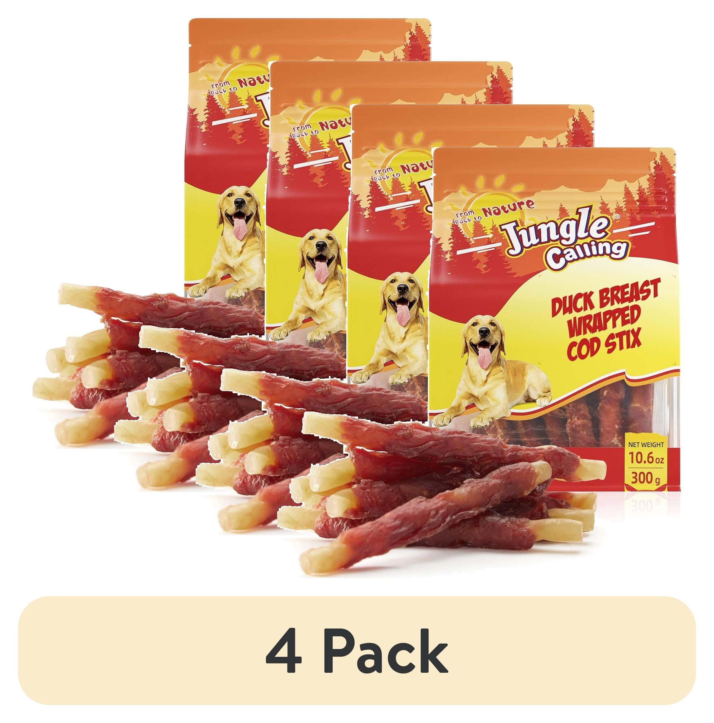 (4 pack) Jungle Calling Duck Wrapped Cod Sticks Dog Treats Rawhide ...
