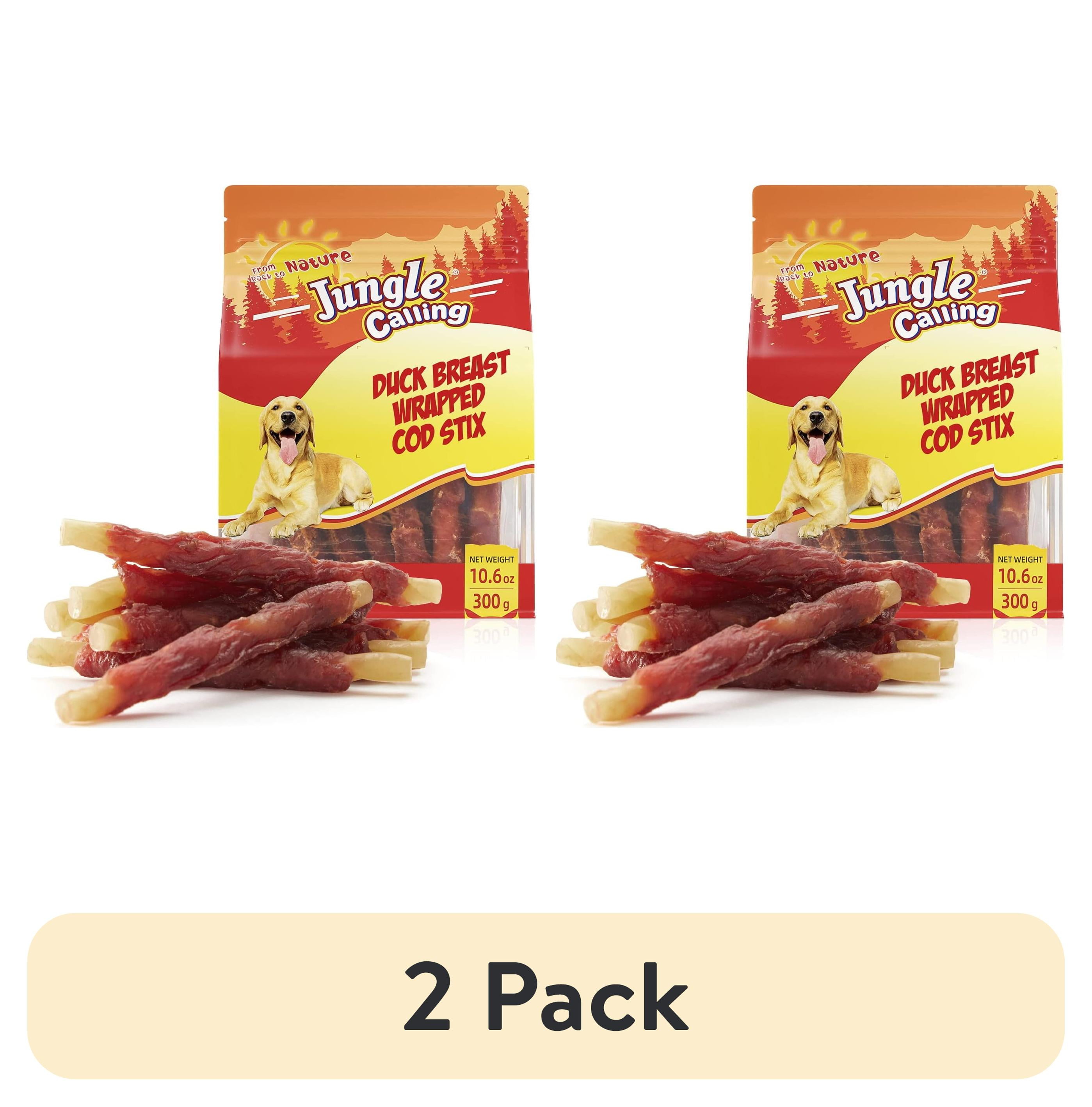 (2 pack) Jungle Calling Duck Wrapped Cod Sticks Dog Treats Rawhide ...